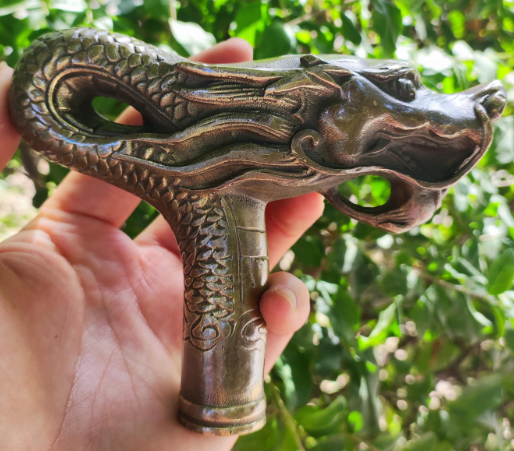 Antiqued Brass Copper Dragon Head Handle For Wooden Walking Stick Cane ...