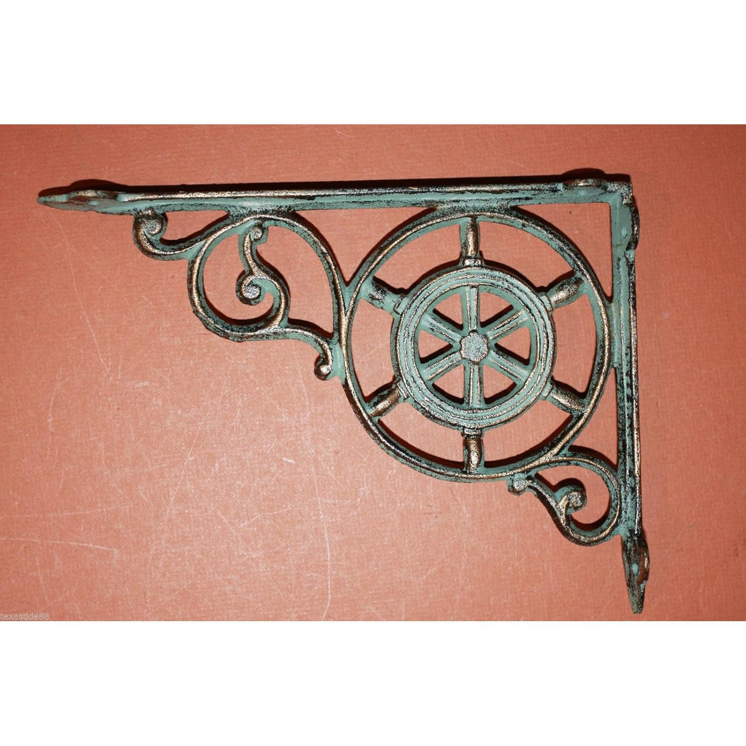 Antiqued-Look Nautical Window Decor, Decorative Ship's Wheel Cast Iron ...