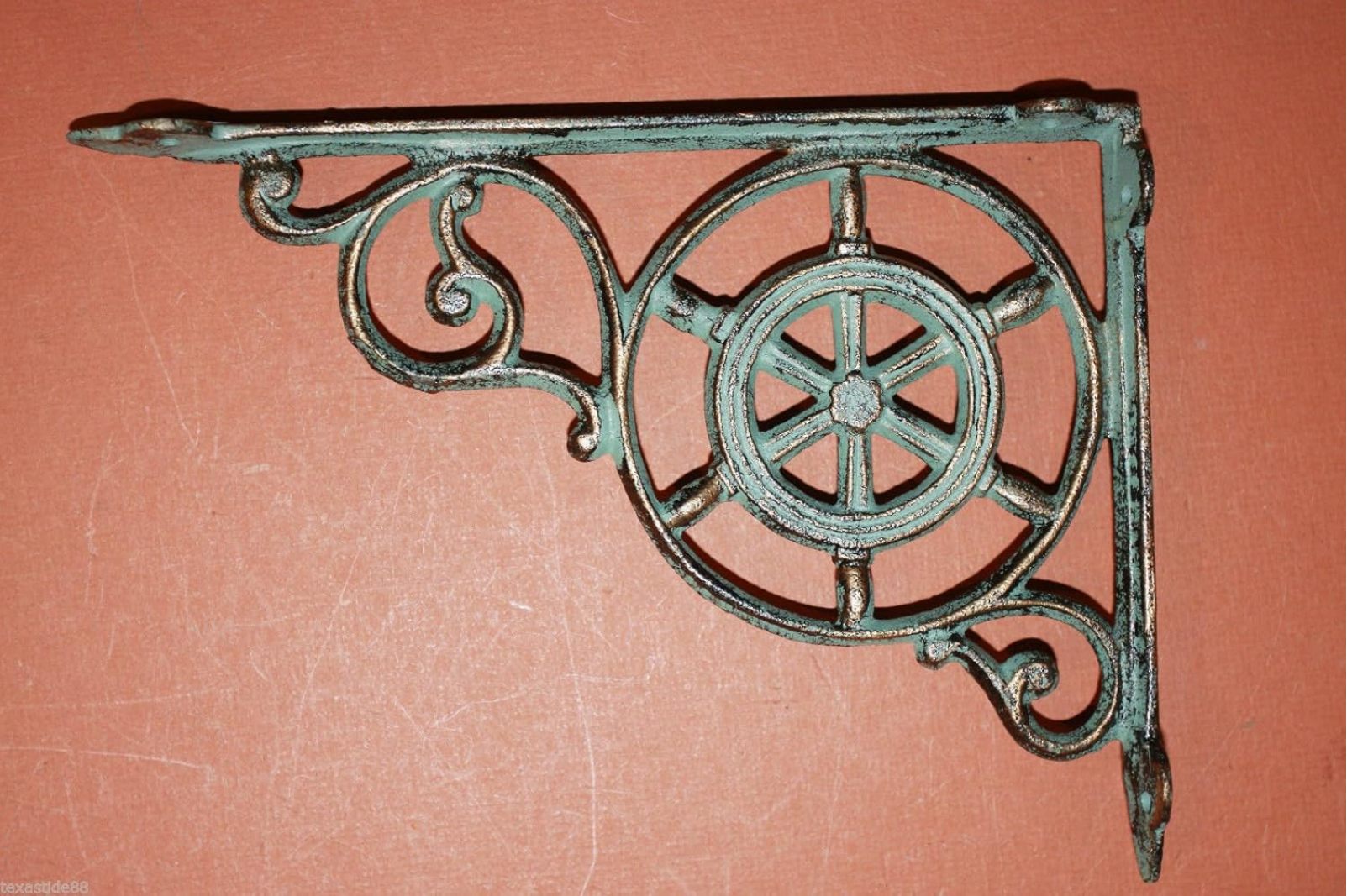 Antiqued-Look Nautical Window Decor, Decorative Ship's Wheel Cast Iron ...