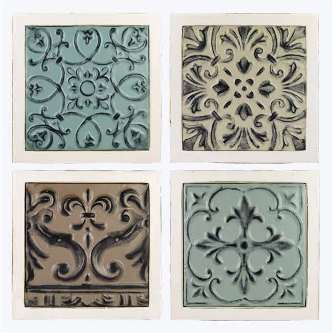 Antiqued Metal Ceiling Tile & Wood Frame Wall Sign, Assorted Color - 4 ...