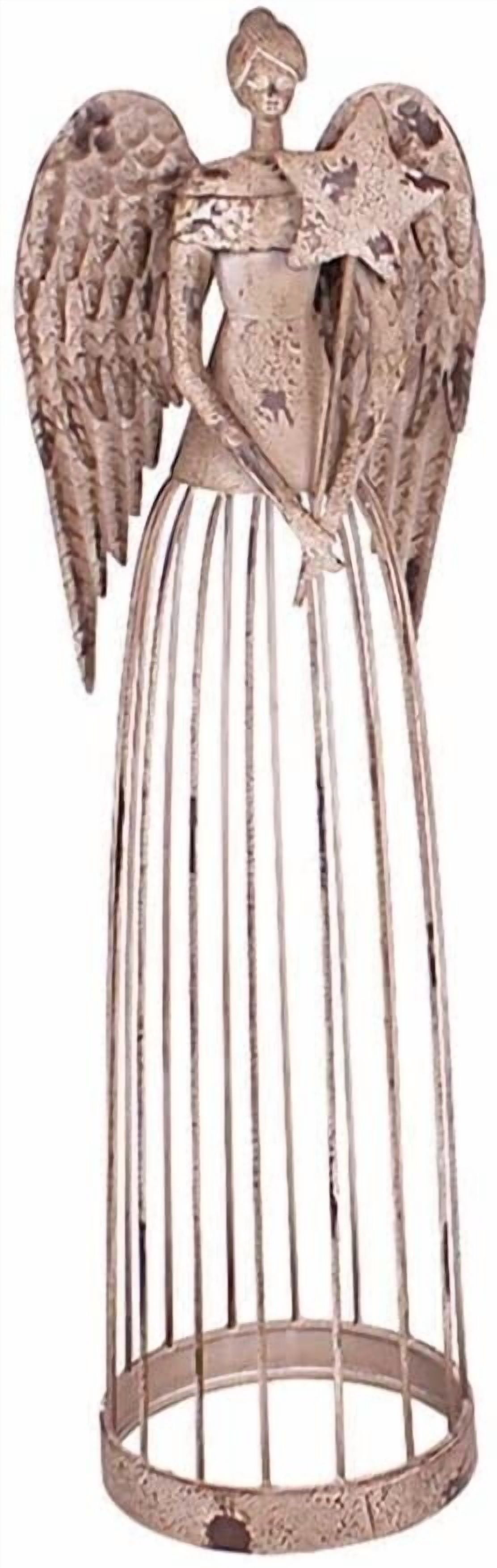 Antiqued Metal Garden Angel Statue wt.Star Wand, Indoor Outdoor Angel ...