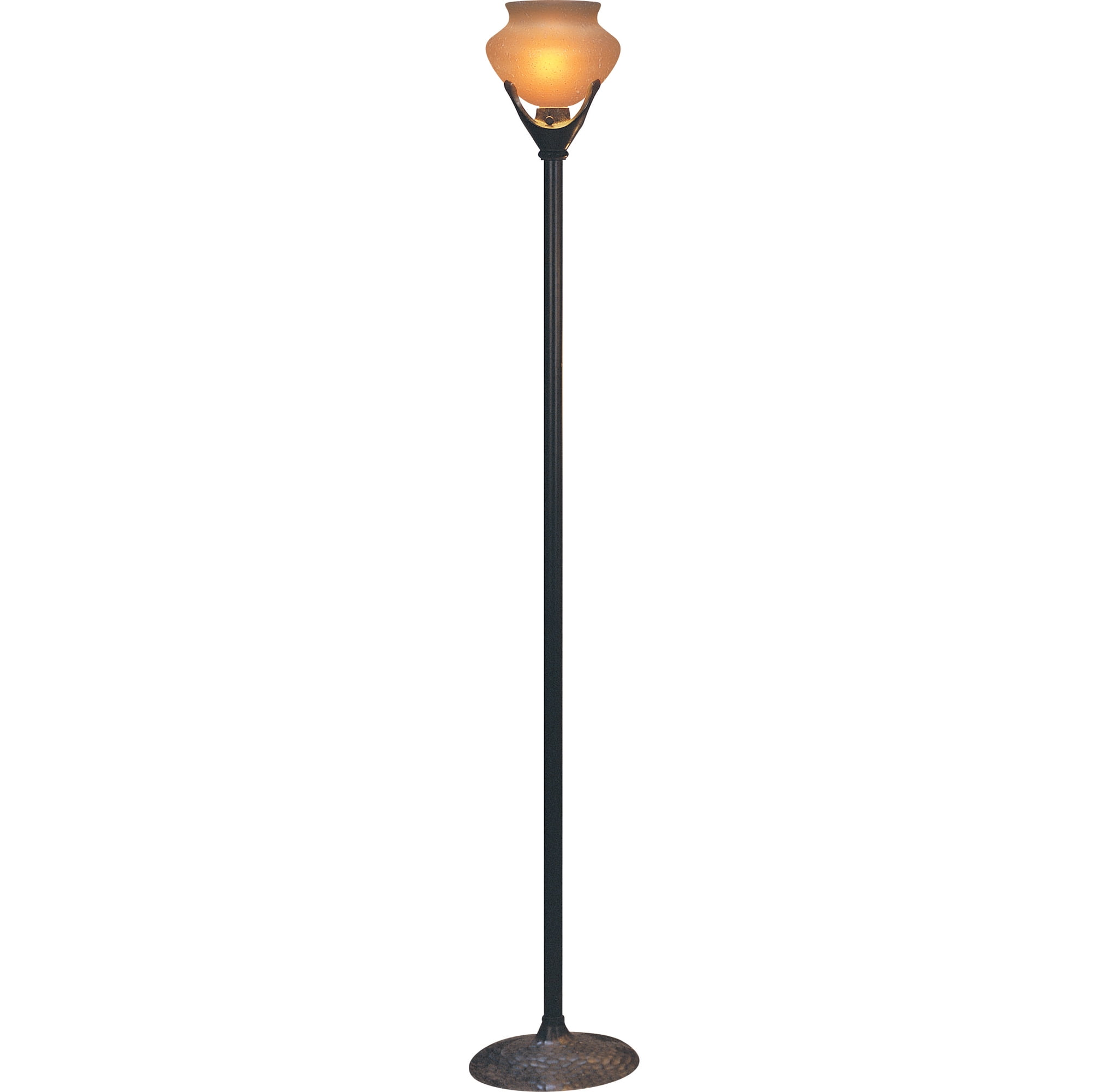 Antiqued Rust Torchiere Floor Lamp with Frosted Amber Seeded Glass ...