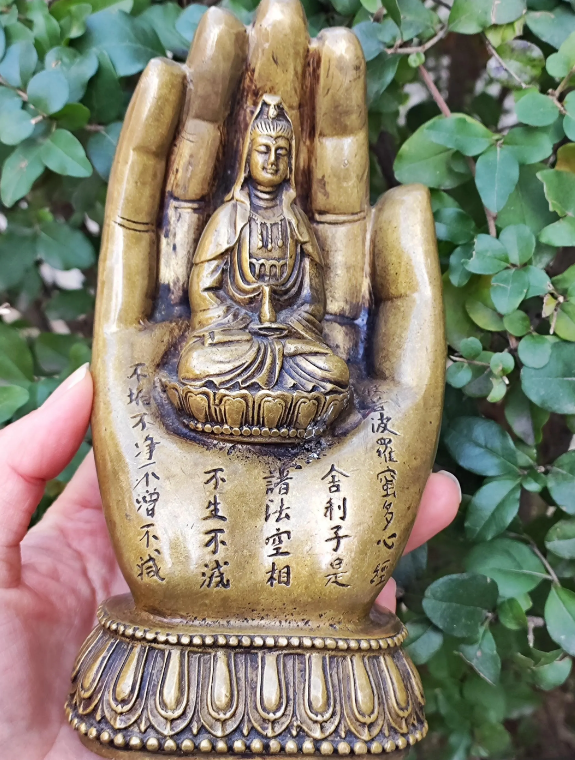 Antiqued Thai Brass Buddha Hand Mudra Sculpture Statue Door Handle Knob ...