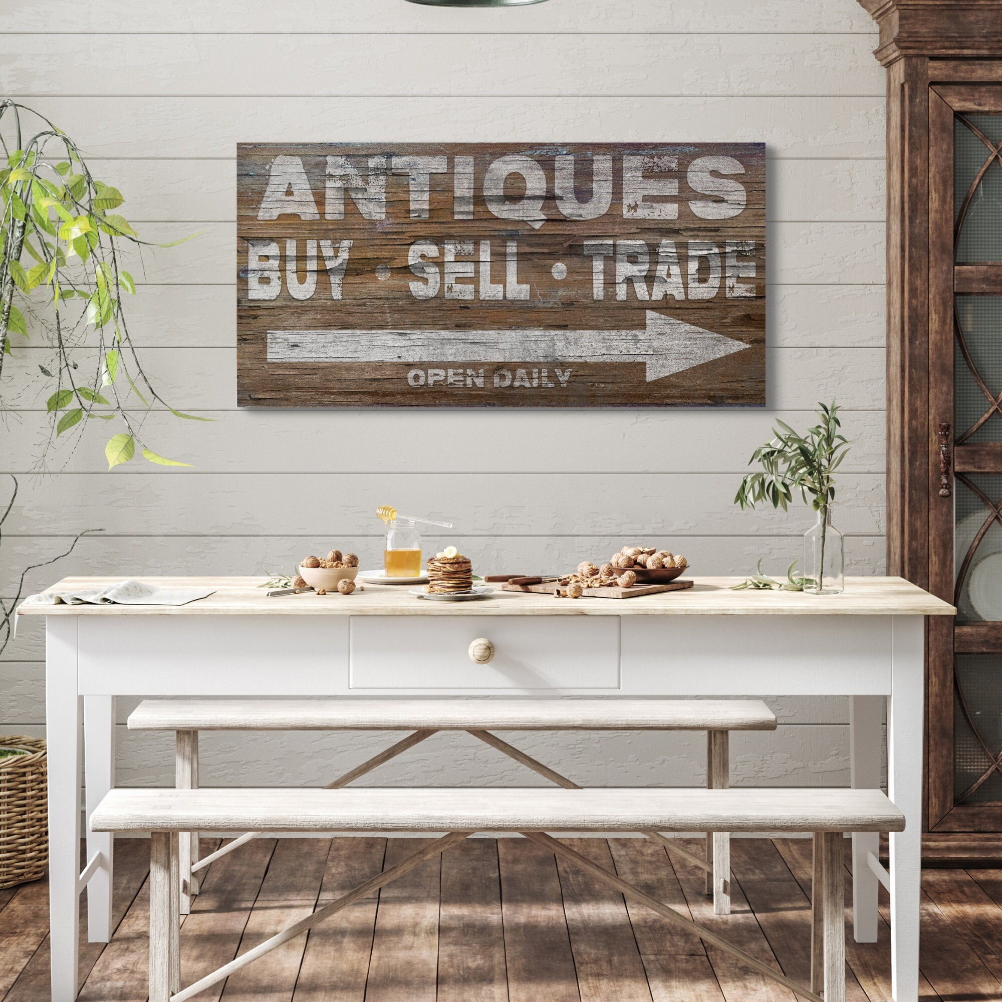 Antiques Faux Wood Sign Modern Farmhouse Decor Vintage Gifts Vintage ...