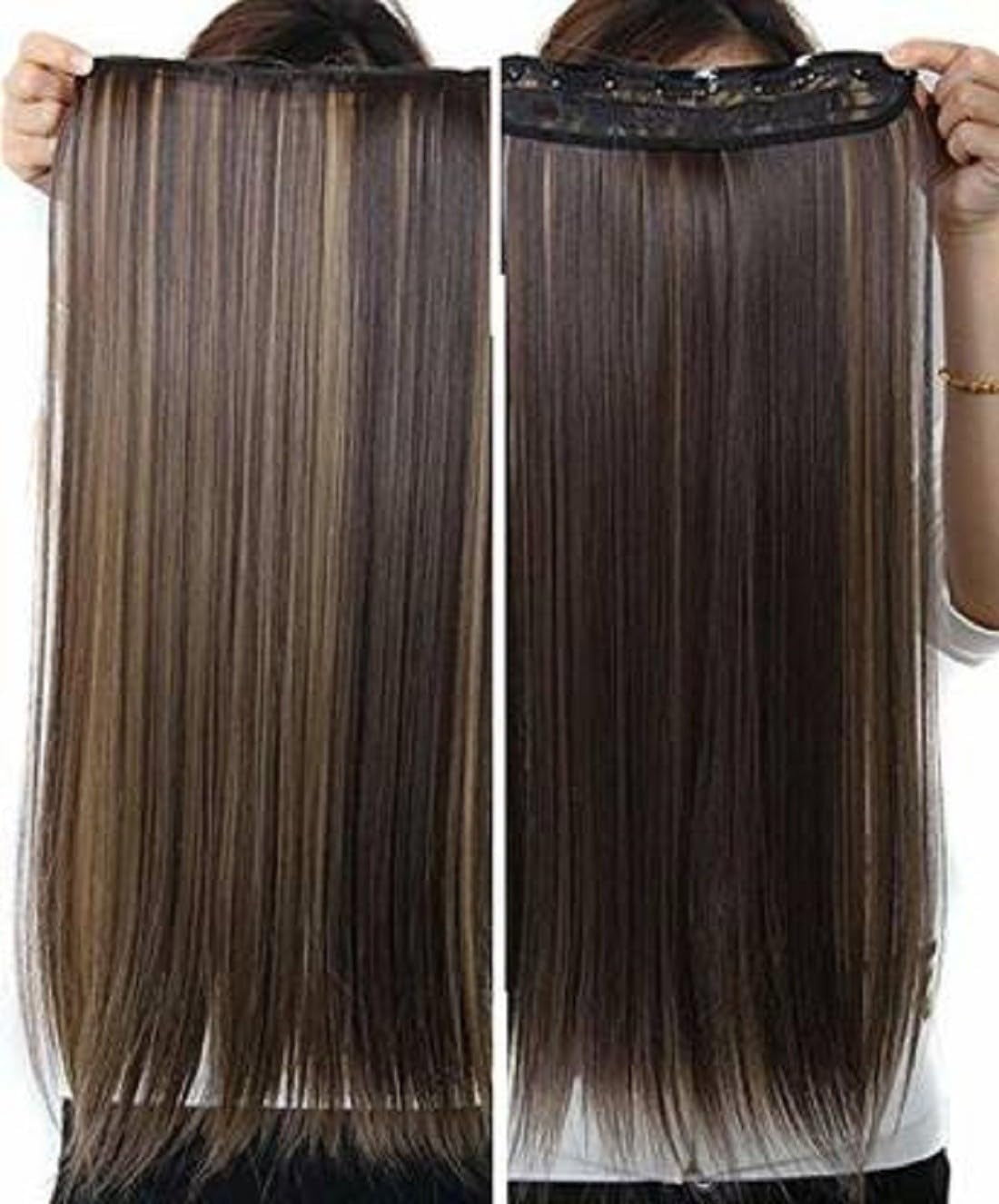 Antish Women Hair Extensions Instant VolumeGolden Highlighted Straight ...