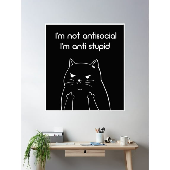 Antisocial Mood Poster Wall Art, Modern Wall Decor For Living Room ...