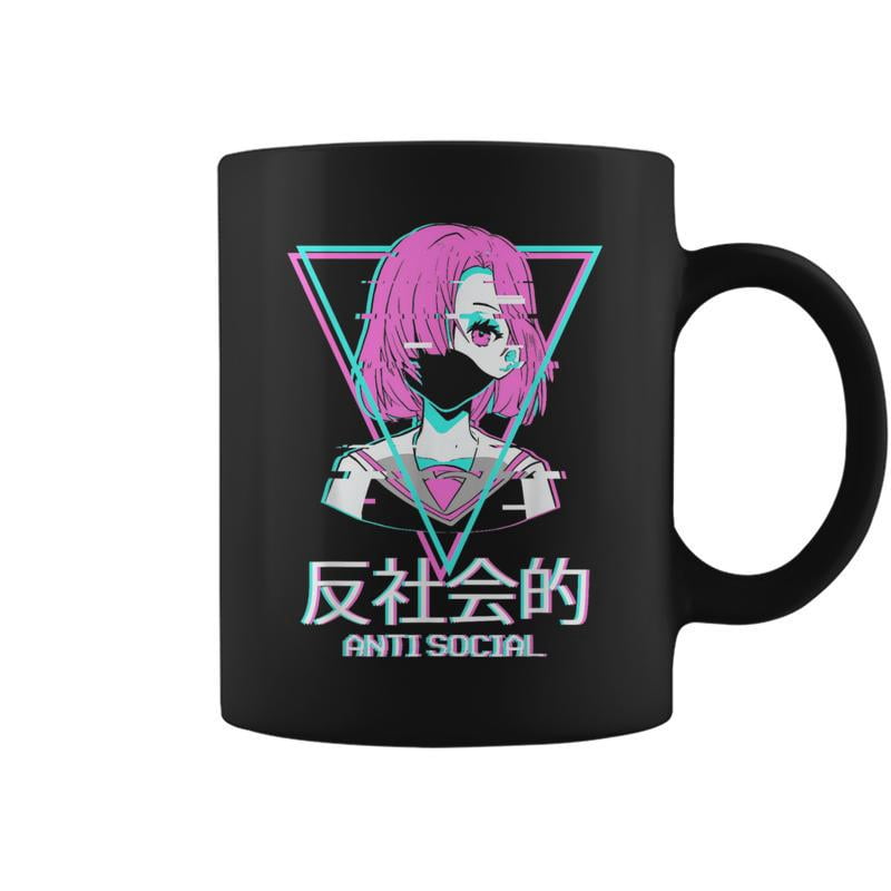 Antisocial Vaporwave Anime Girl Japanese Aesthetic Coffee Mu - Walmart.com