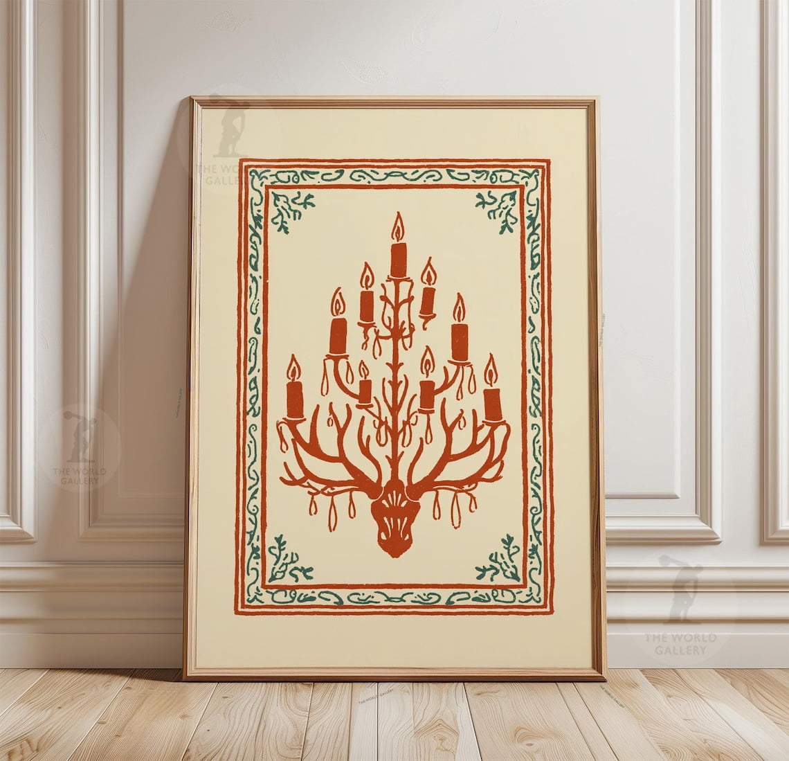 Antler Chandelier Rust Orange Candle Poster Unframed Paper Print ...