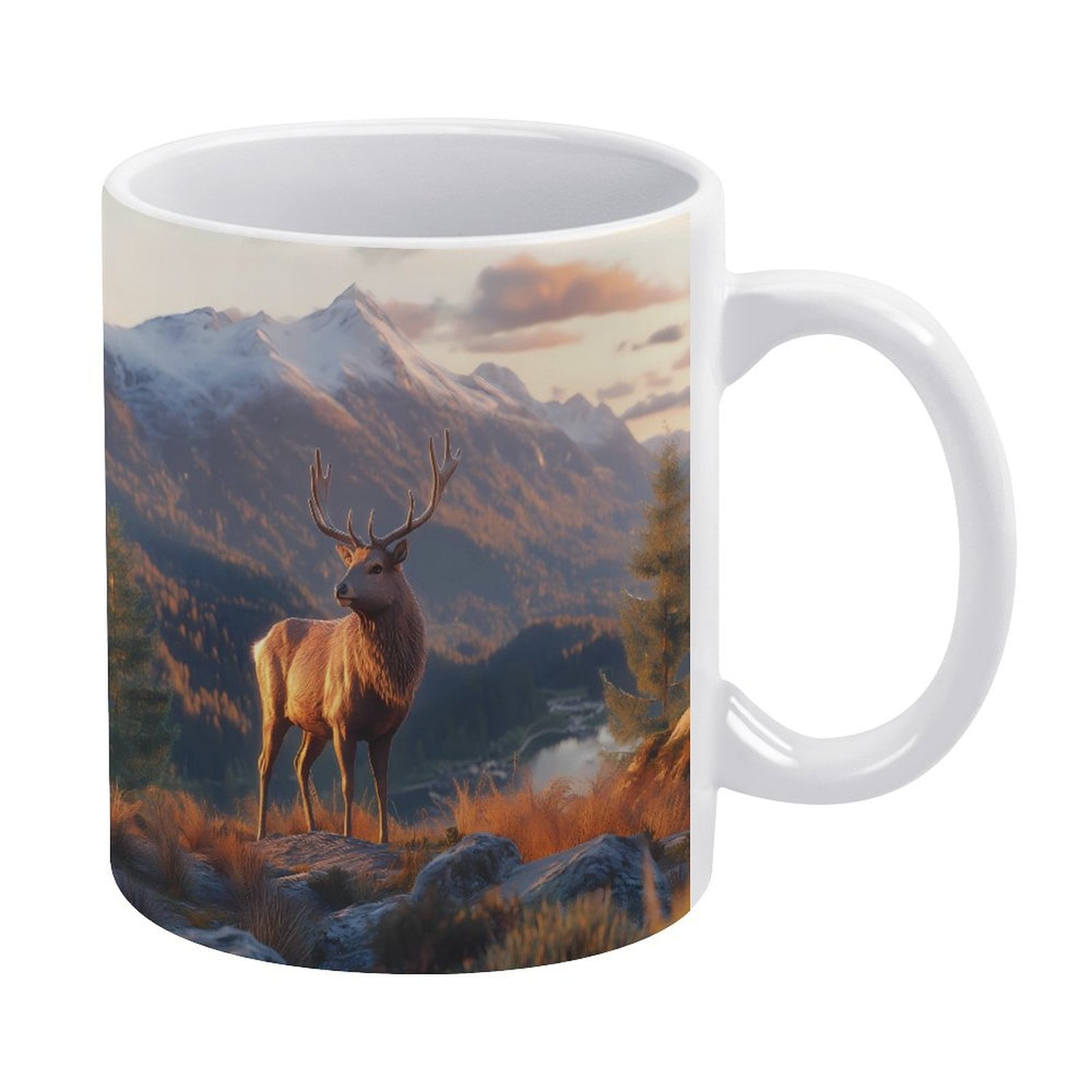 Antler Fawn Deer Stag in Wilderness 11oz Coffee Mug with Handles ...
