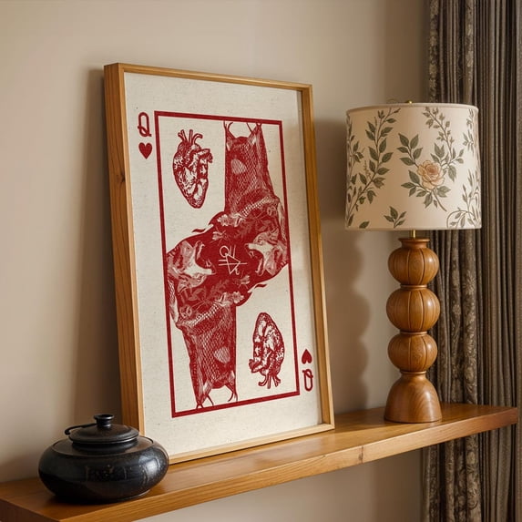Antler Queen Queen Of Hearts Playing Card Style Wall Poster Home Decor ...