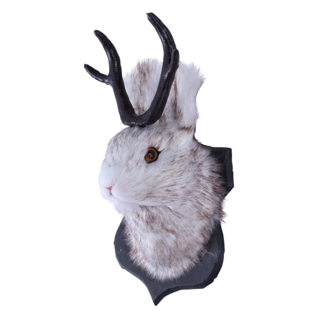 Antler Rabbit Head Wall Mounted 3D Simulations Rabbit Animal Taxidermy ...