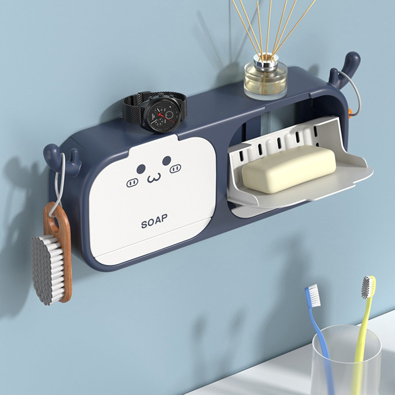 Antler Soap Box Wall-Mounted Single And Double Doors Draining Soap Rack ...