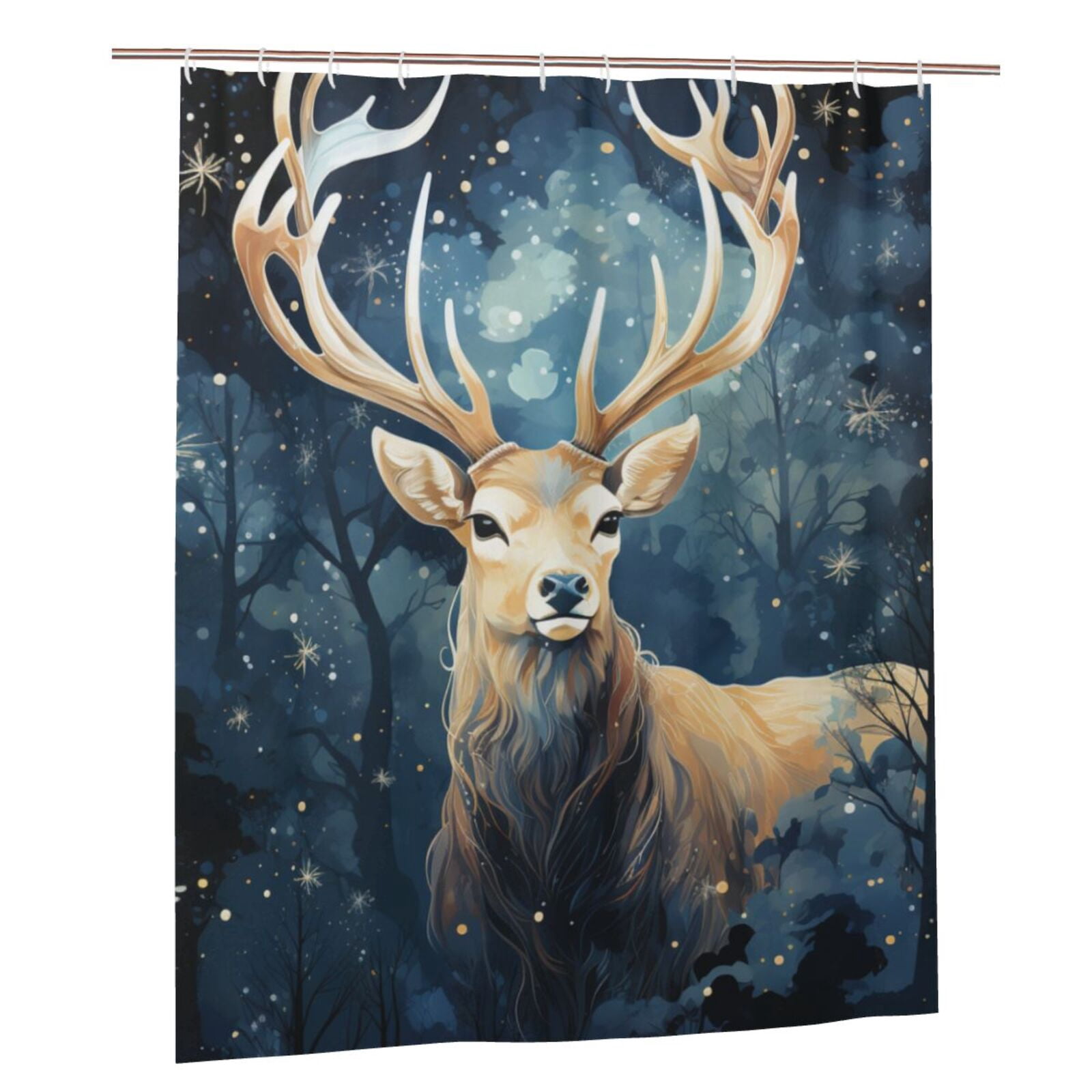 Antler Whitetail Deer Hunting Art Shower Curtain Set with Hooks Plastic ...