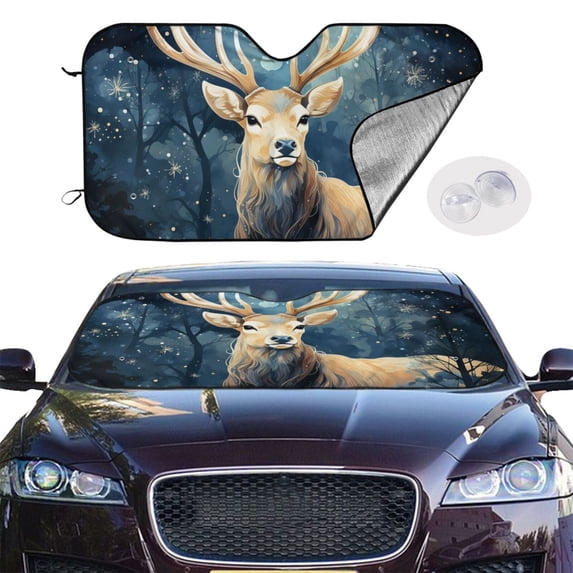 Antler Whitetail Deer Hunting Art Windshield Sunshade Sun Shade Front ...