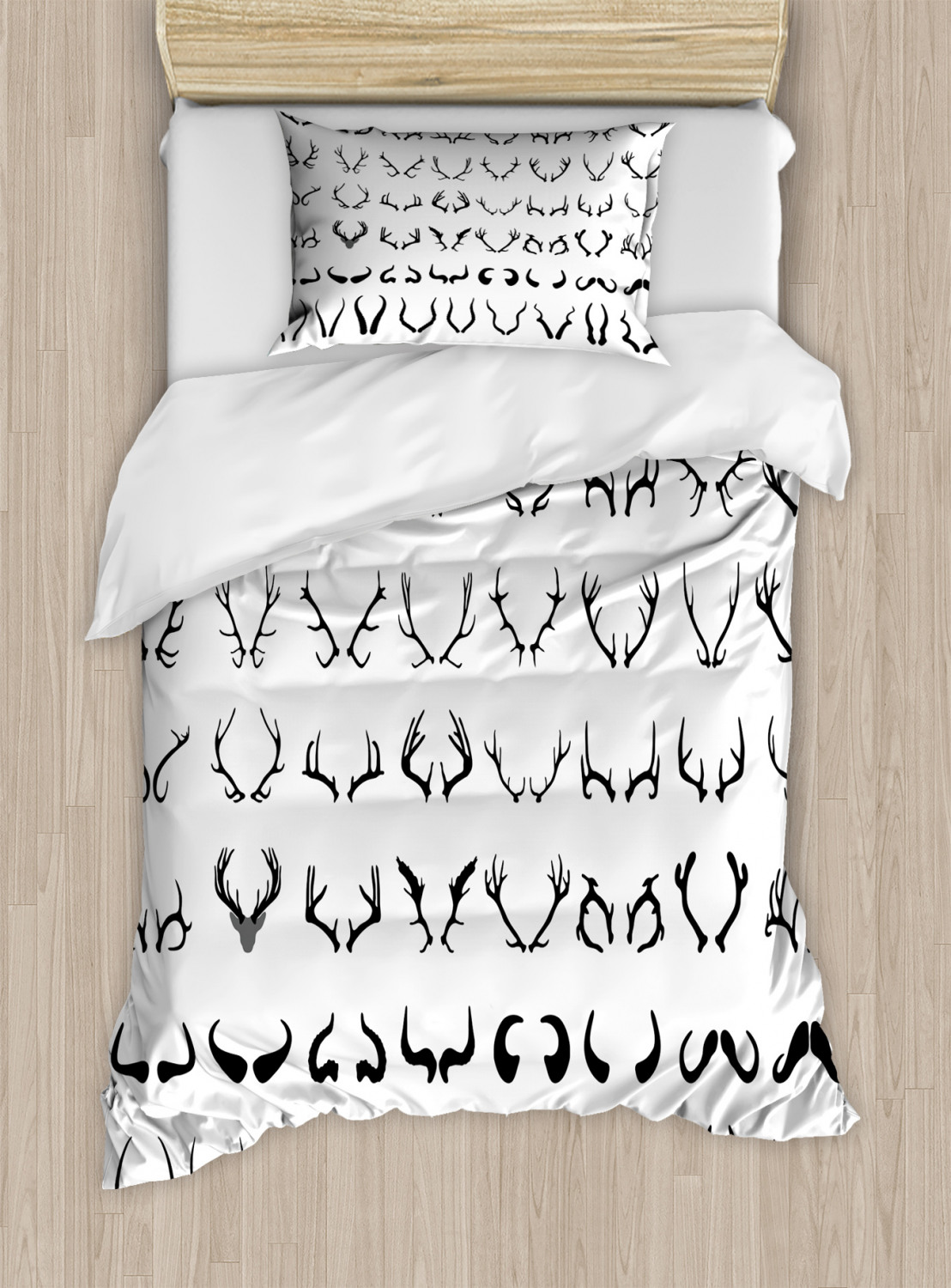 Antlers Duvet Cover Set Twin Size, Horns of Antelope Buffalo Cattle ...