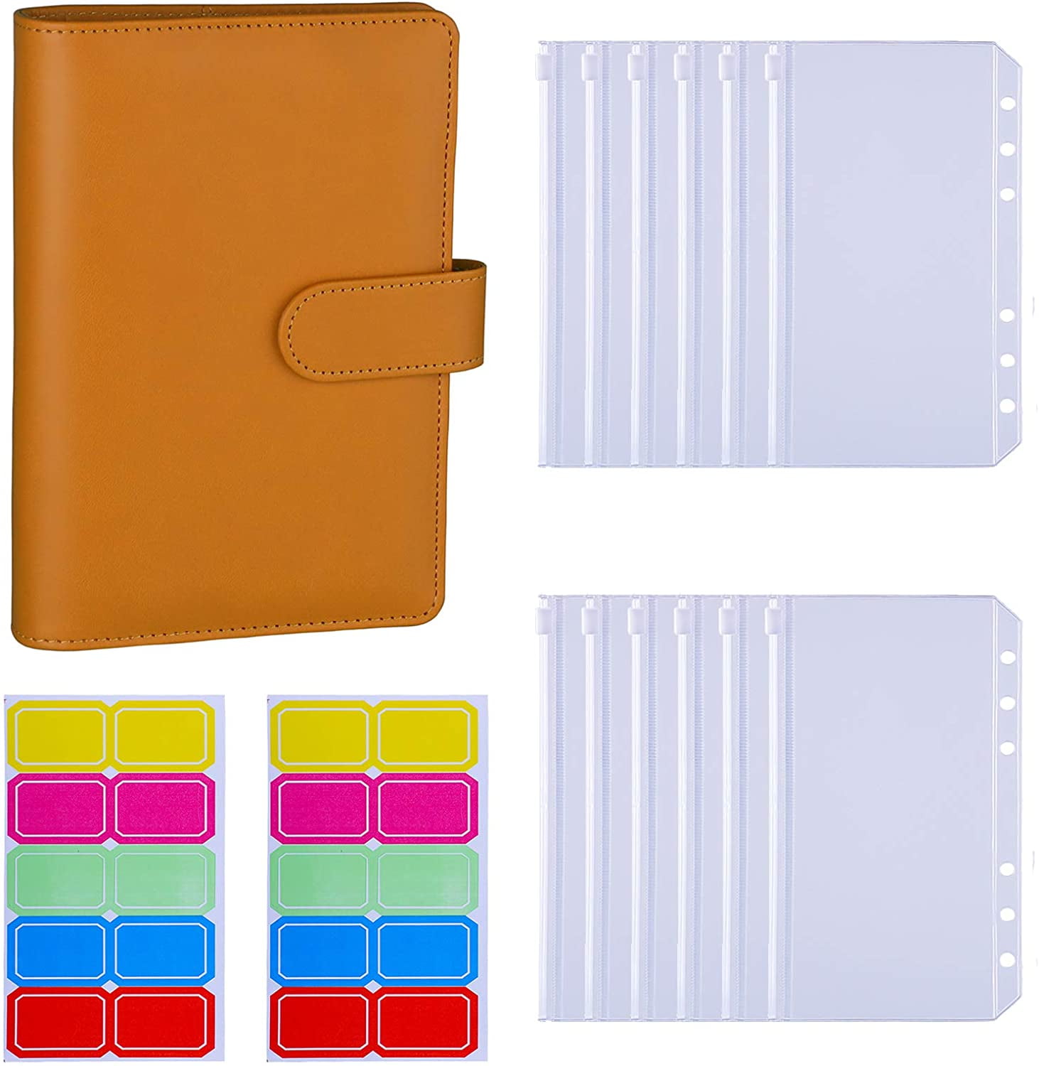 Antner A6 Binder Pockets, 6 Ring, Dark Yellow, Waterproof Plastic ...