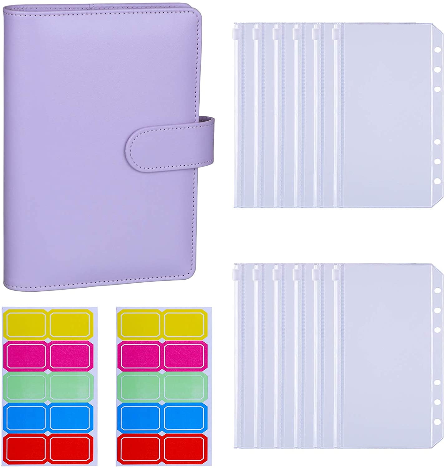 Antner A6 PU Leather Binder Cover with 12PCS A6 Binder Pockets Loose ...