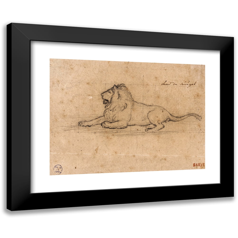 Antoine-Louis Barye 24x19 Black Modern Framed Museum Art Print Titled ...