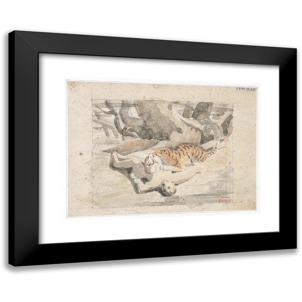 Antoine-Louis Barye 24x19 Black Modern Framed Museum Art Print Titled ...