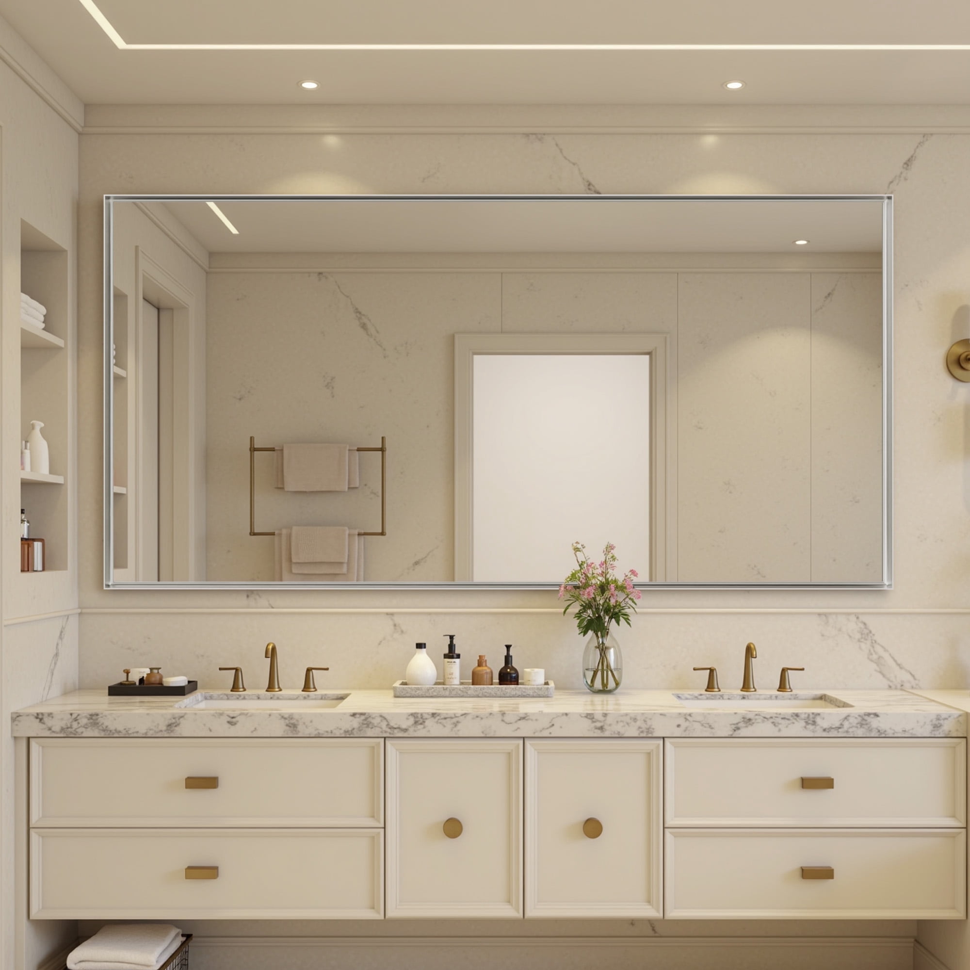 Antok 30×60 Inch Frameless Rectangular Bathroom Mirror, Wall Mounted ...