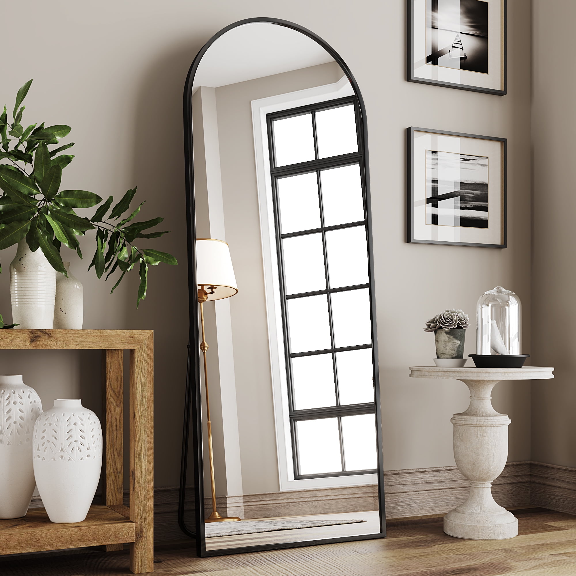 Antok 57"x 19" Arched Full Length Mirror Standing Floor Mirror Stand Up ...