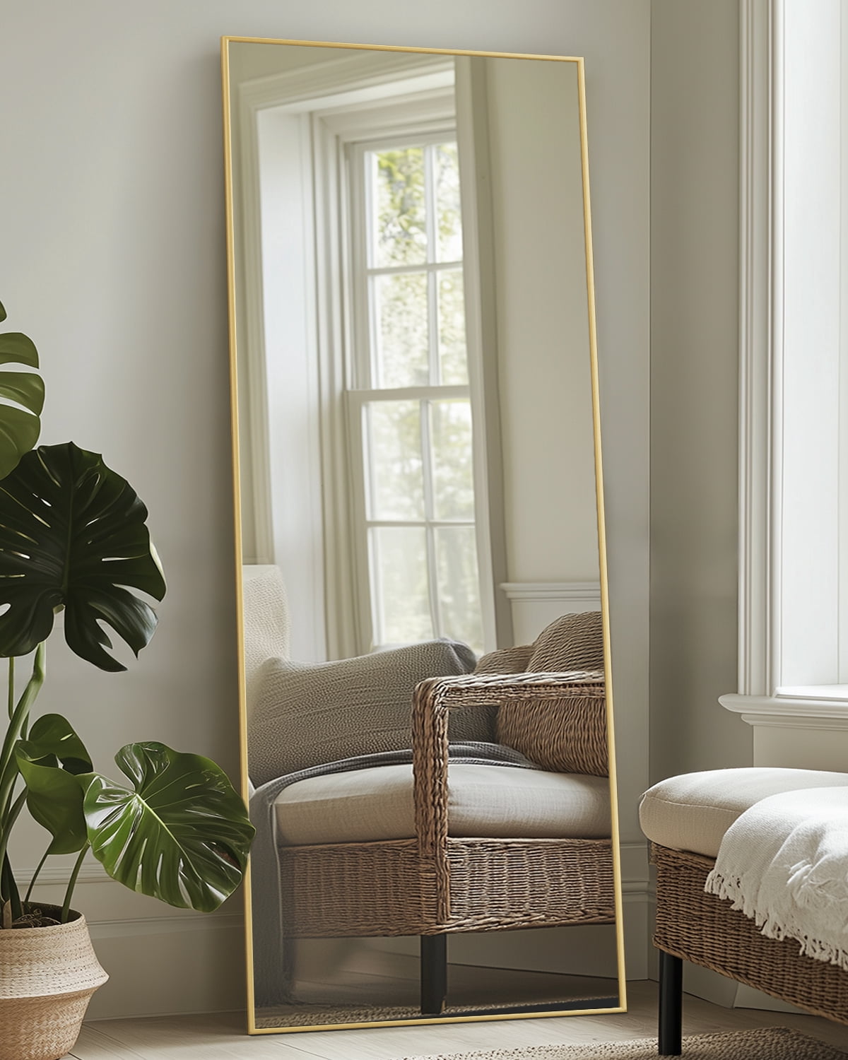 Antok 57"x 19" Rectangle Full Length Mirror Standing Floor Mirror Stand ...