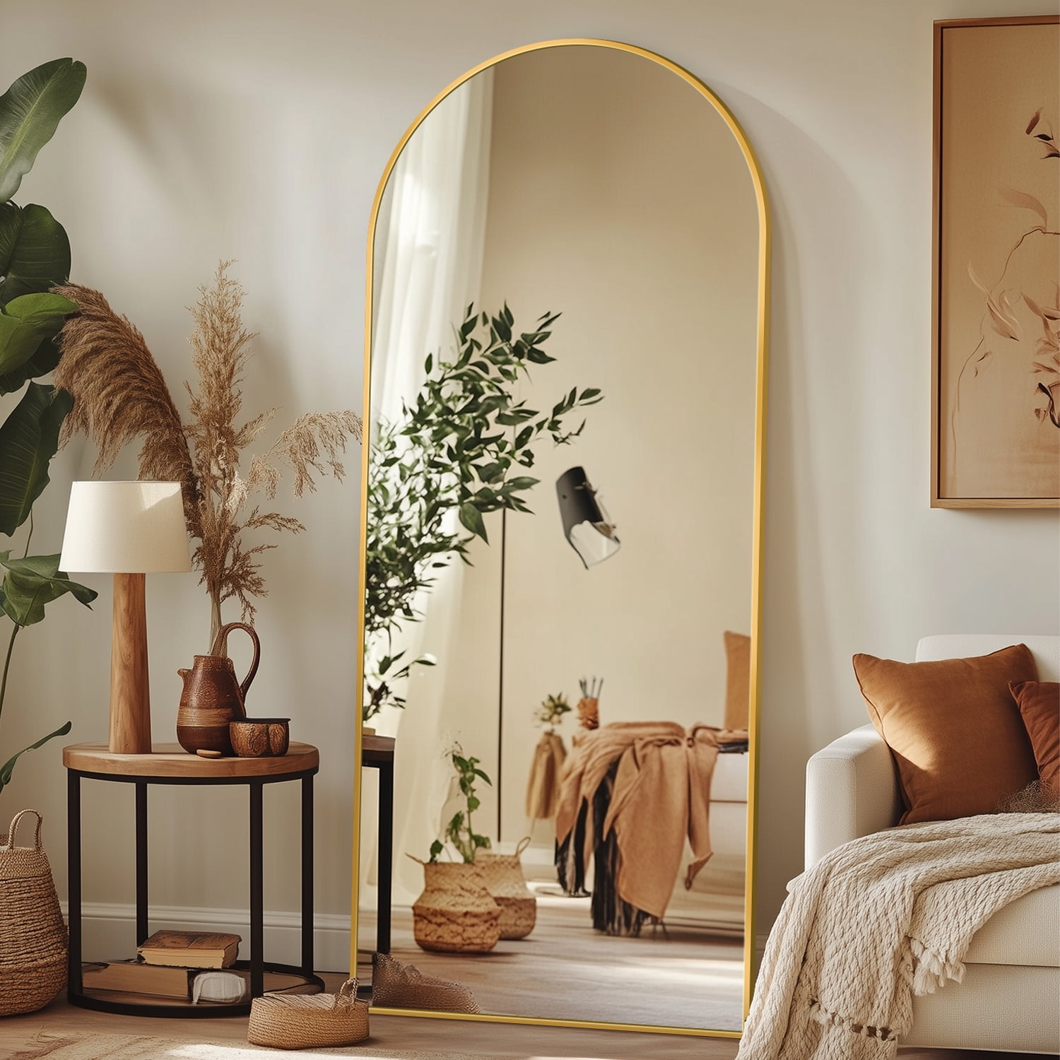 Antok 58"x 18" Arched Full Length Mirror Standing Floor Mirror Stand Up ...