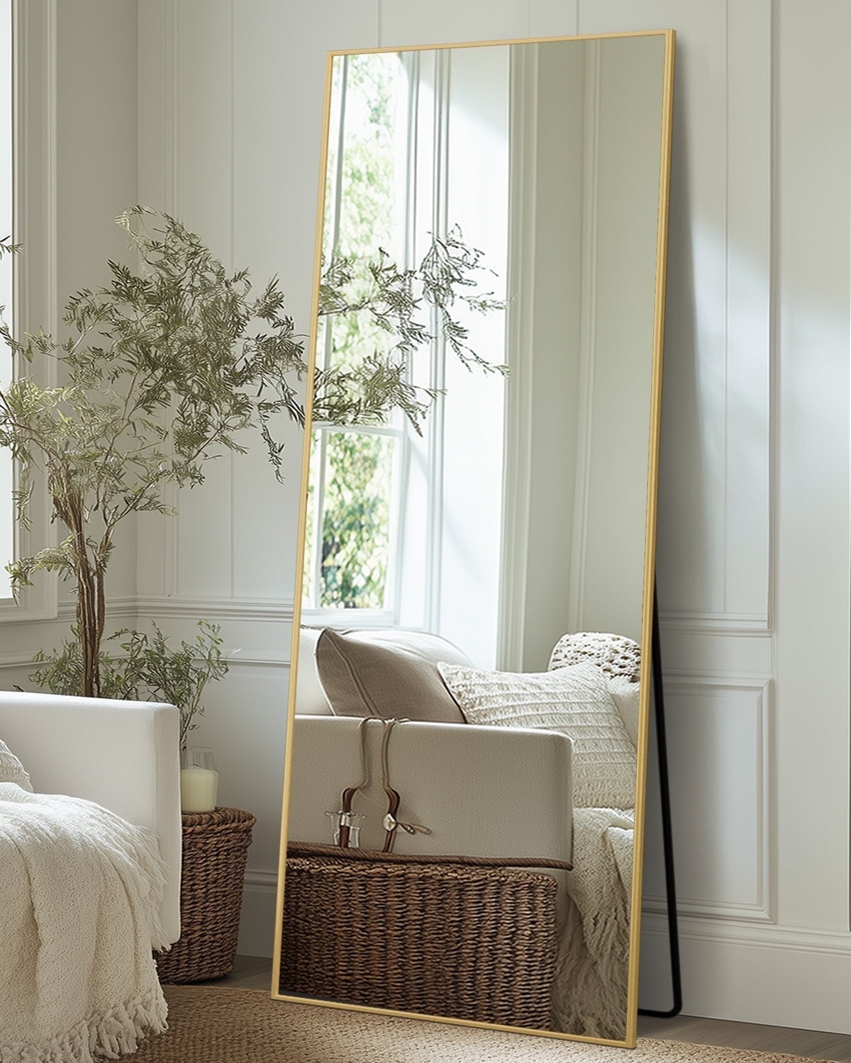 Antok 59"x 16" Rectangle Full Length Mirror Standing Floor Mirror Stand ...