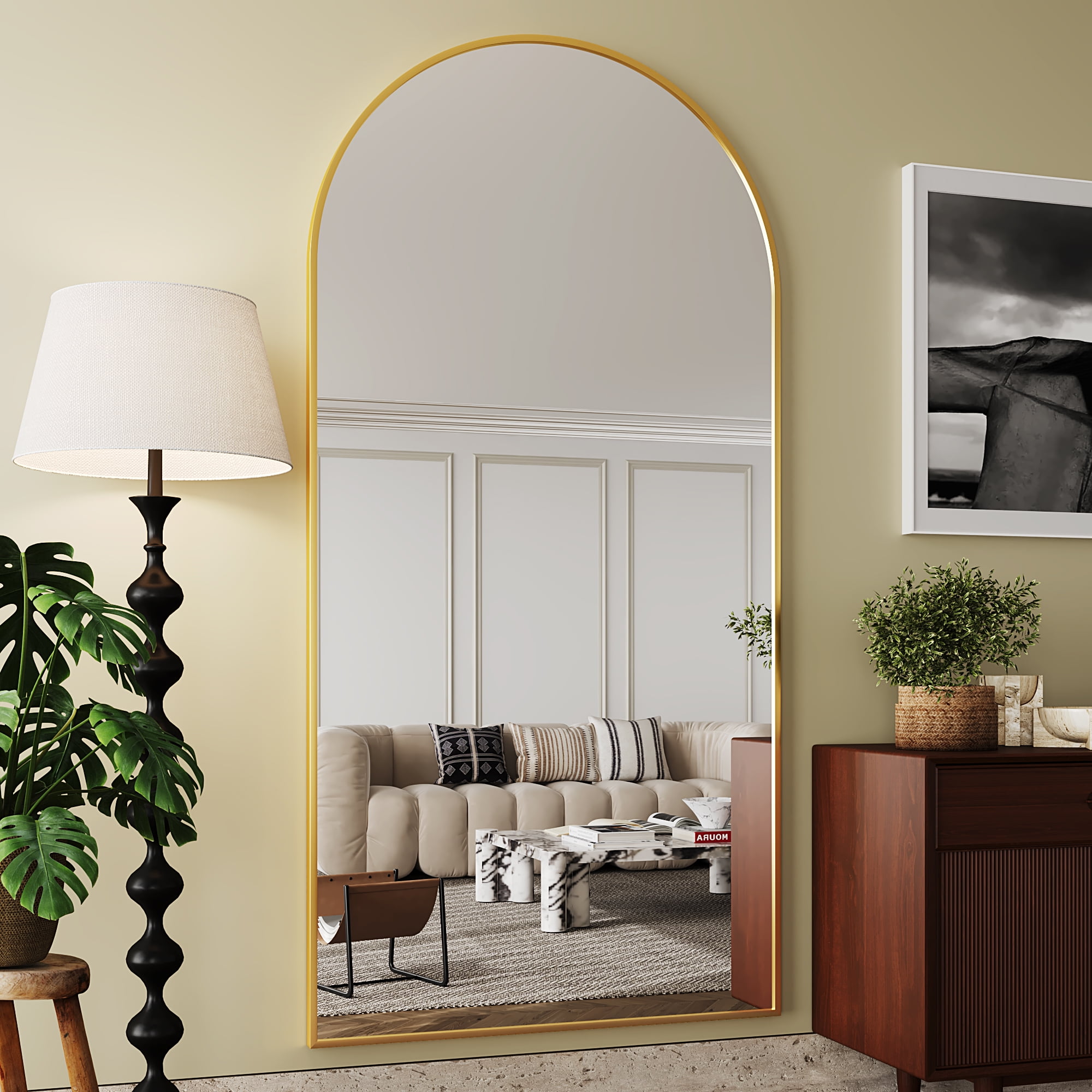 Antok 71"x 32" Arched Full Length Mirror Standing Floor Mirror Stand Up ...