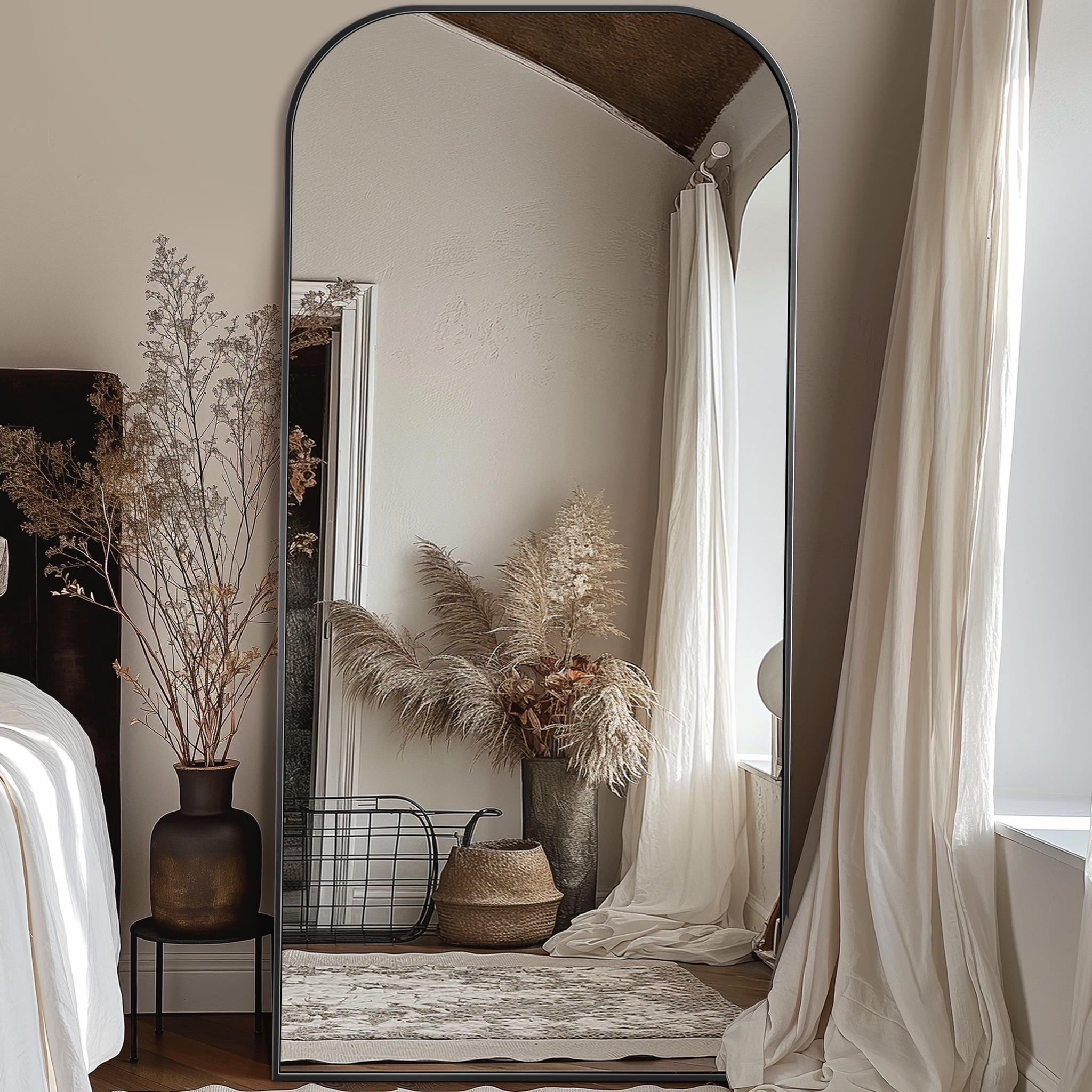 Antok 71"x32" Floor Mirror, Arched Full Body Standing Mirror for ...