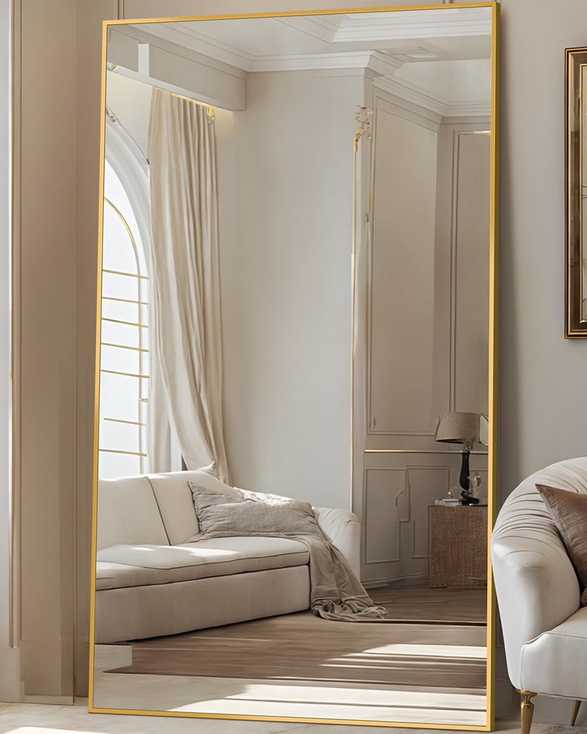 Antok 76"x 44" Rectangle Full Length Mirror Standing Floor Mirror Stand ...