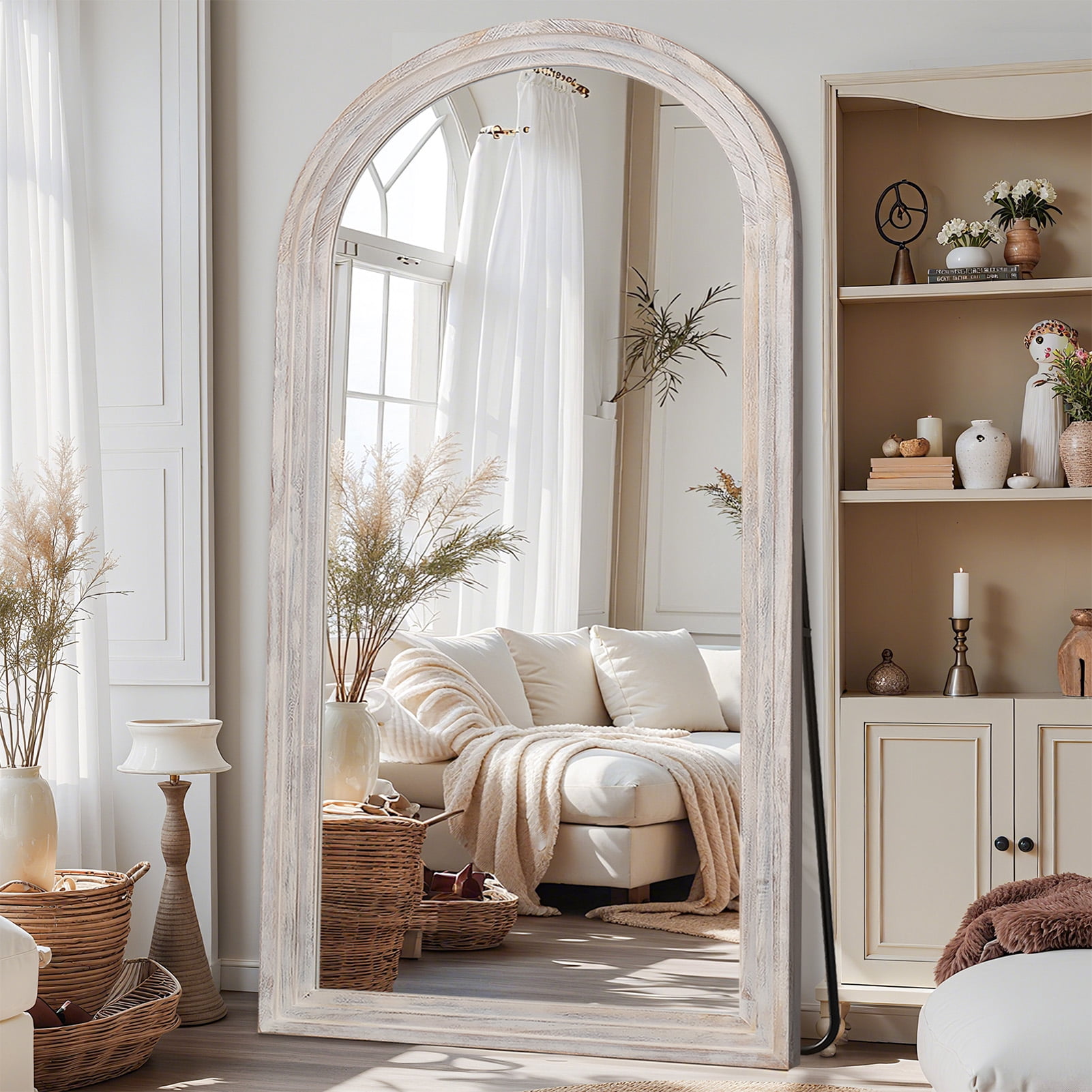 Antok 76"x34" Arched Full Length Mirror with Stand, Standing Floor ...