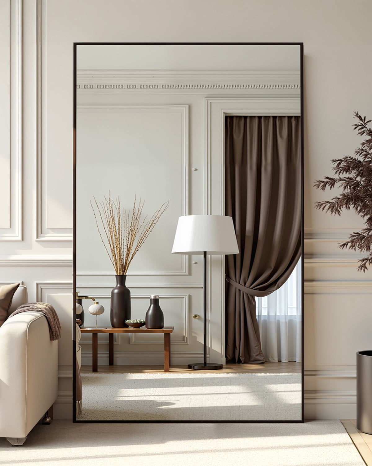 Antok 76"x44" Full Length Floor Mirror Rectangle Aluminum Frame ...