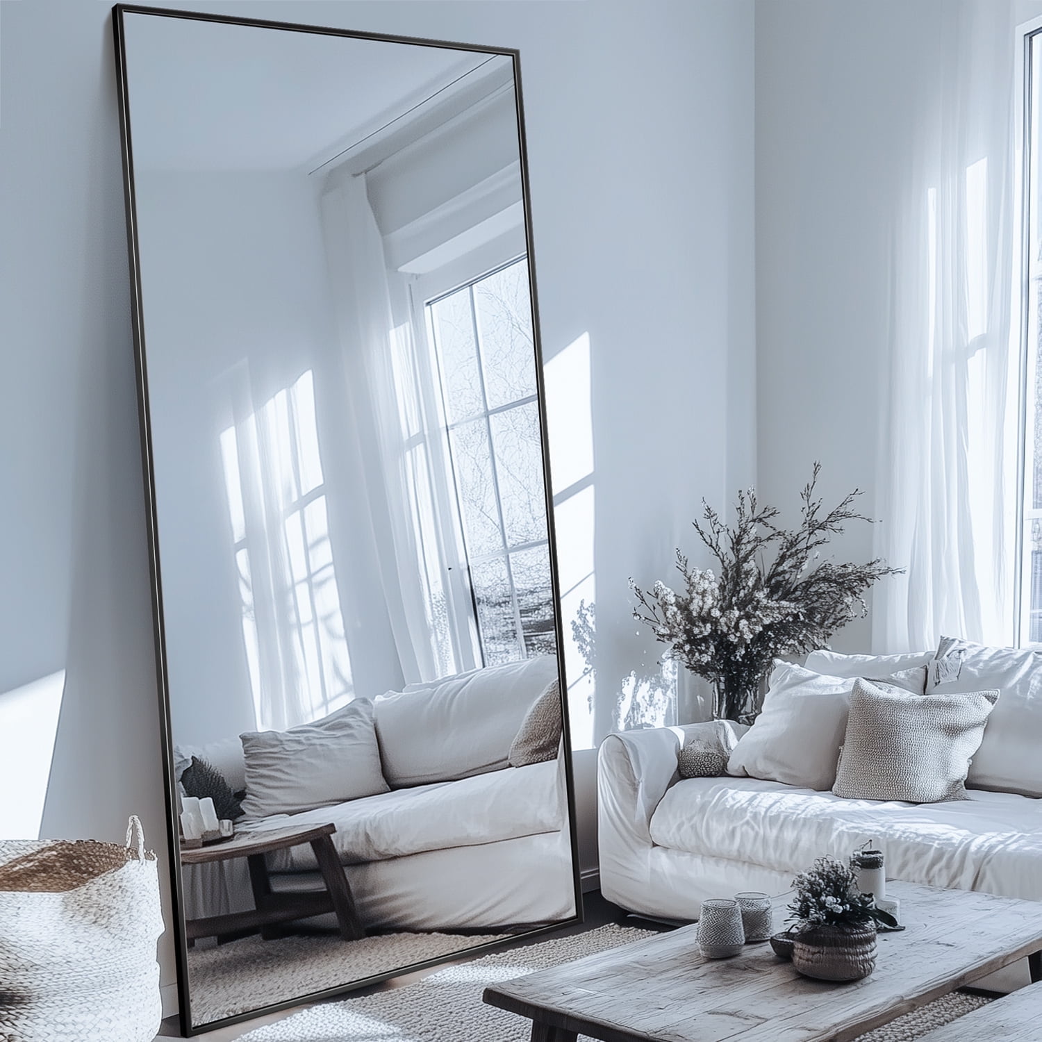 Antok 78"x 38" Rectangle Full Length Mirror Standing Floor Mirror Stand ...