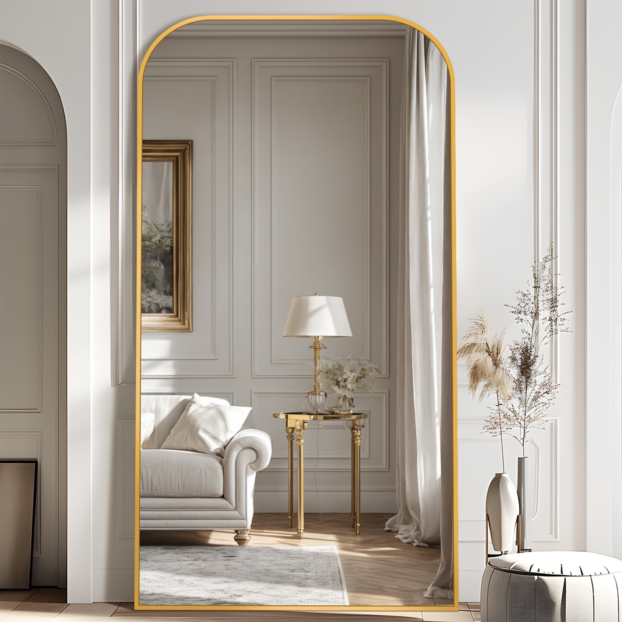 Antok 81"x41" Floor Mirror, Arched Full Body Standing Mirror for ...