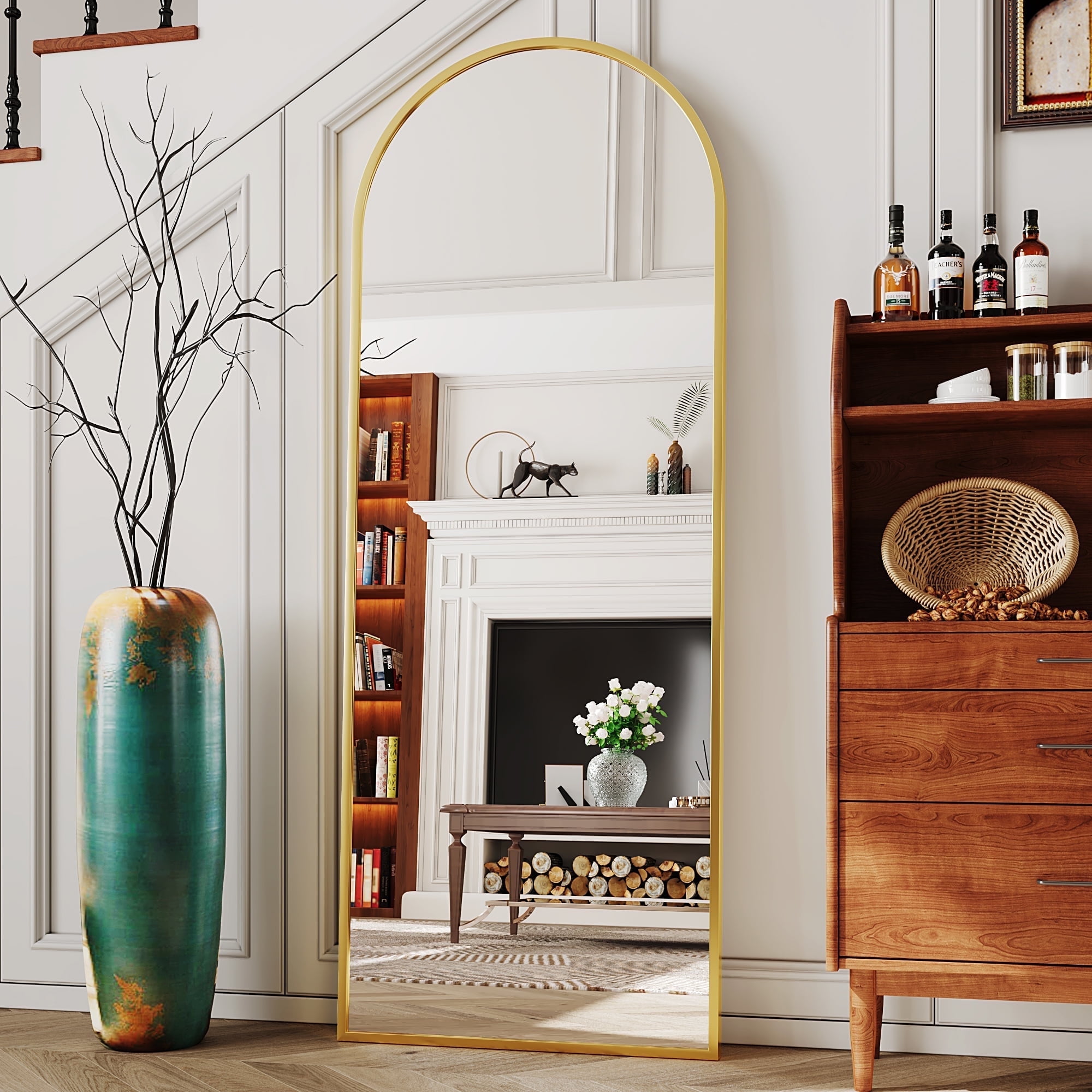 Antok Arched Full Length Floor Mirror 57"x19" Full Body Mirror with ...
