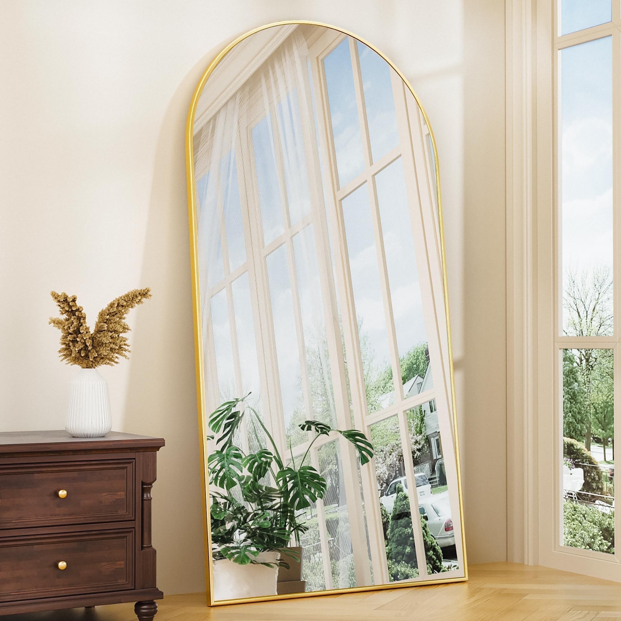 Antok Arched Full Length Floor Mirror 76"x34" Full Body Mirror with ...
