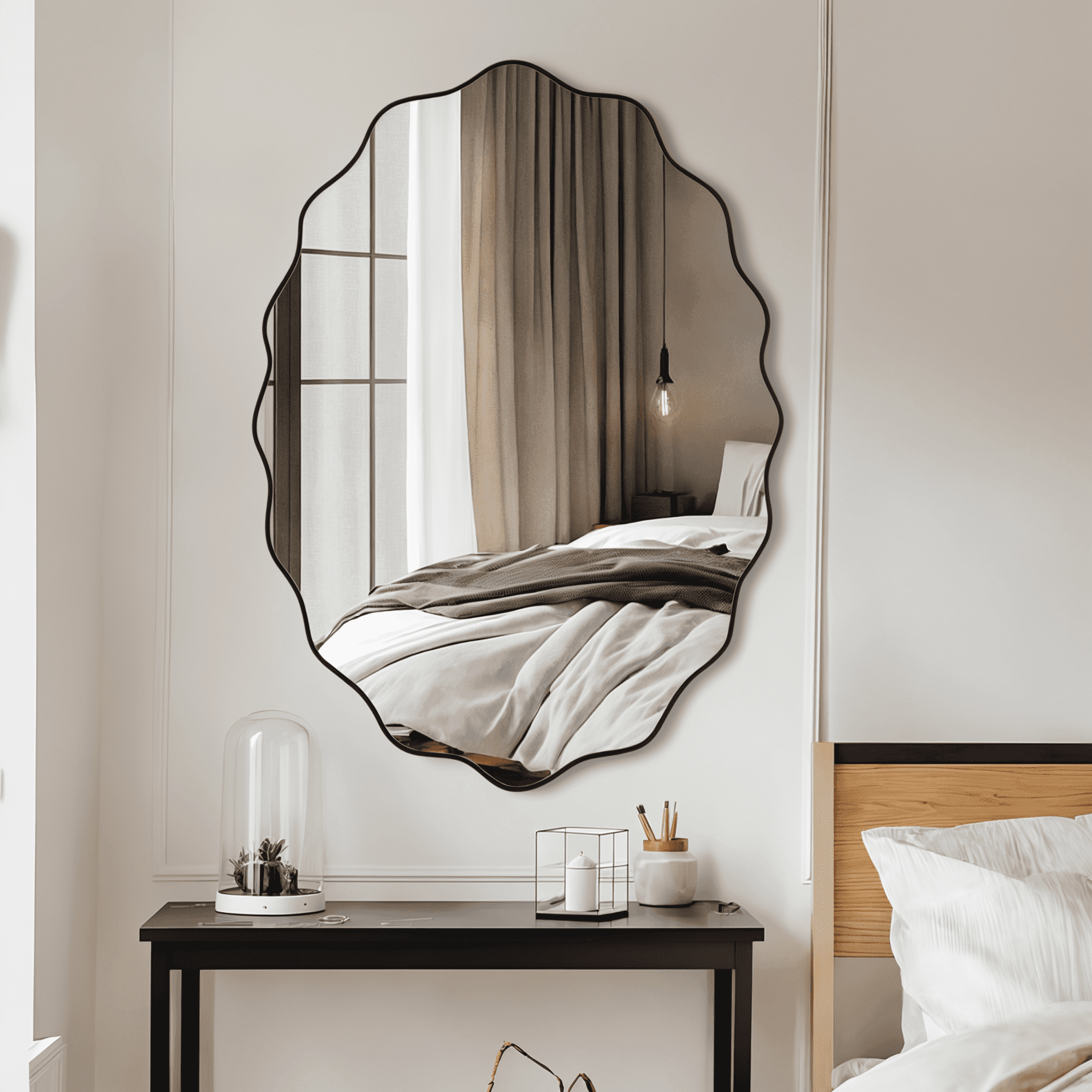 Antok Irregular Wall Mirror 26"x36" Oval Shape Modern Asymmetrical ...
