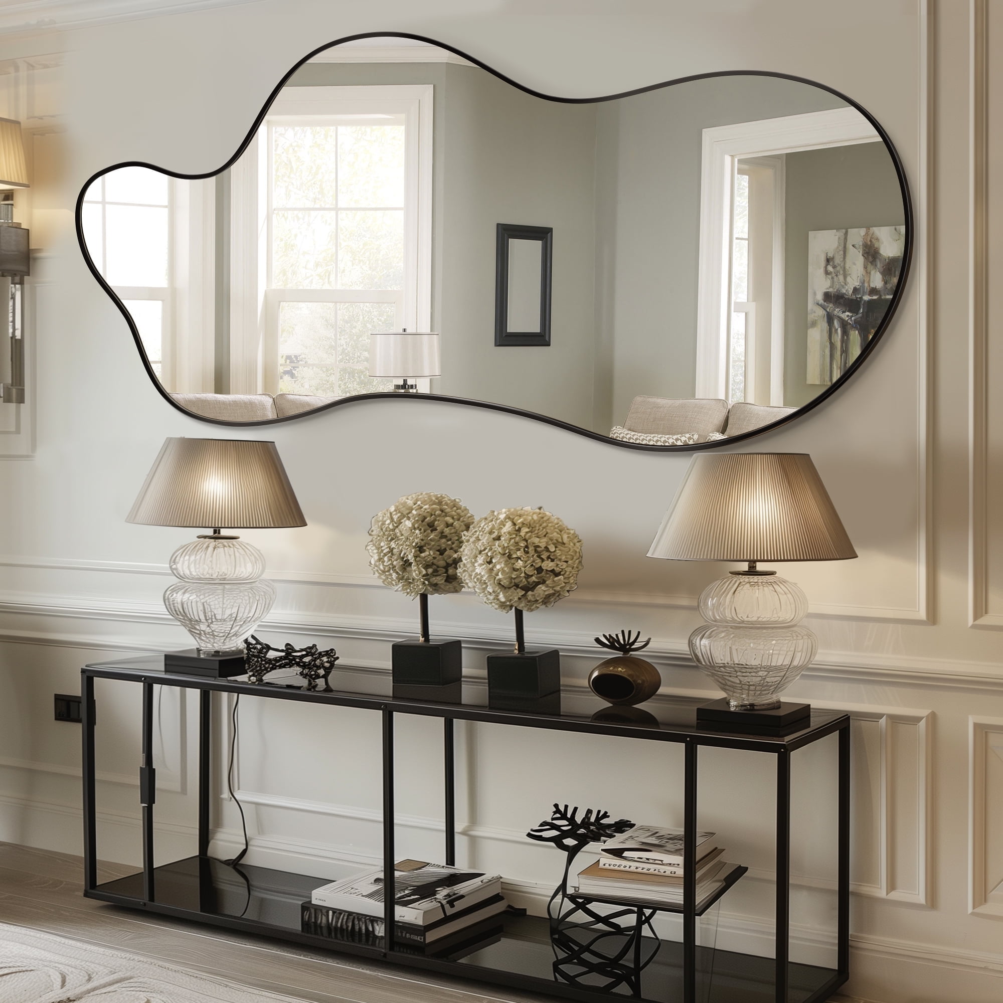 Antok Irregular Wall Mirror 28"x55" Mountain Shape Modern Asymmetrical ...