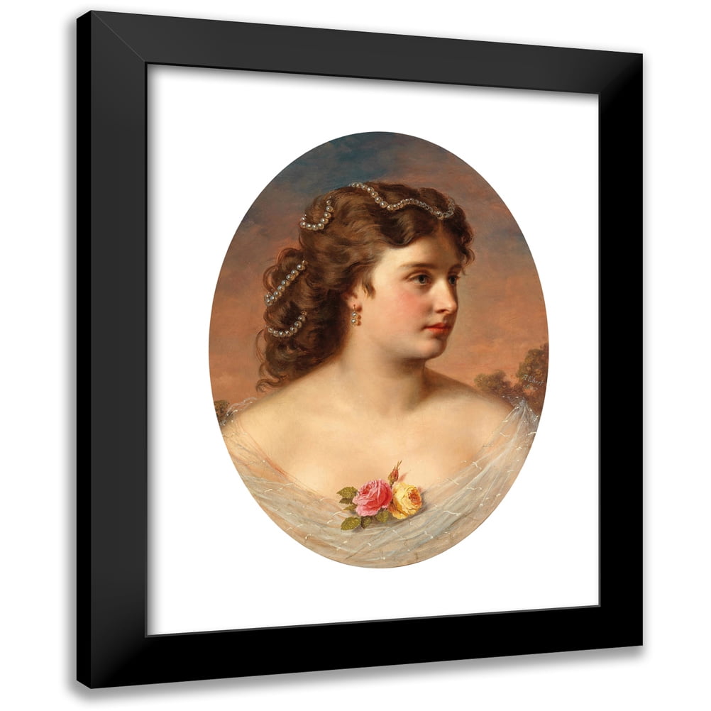 Anton Ebert 19x24 Black Modern Framed Museum Art Print Titled - Portrait of a Lady with Roses on ...