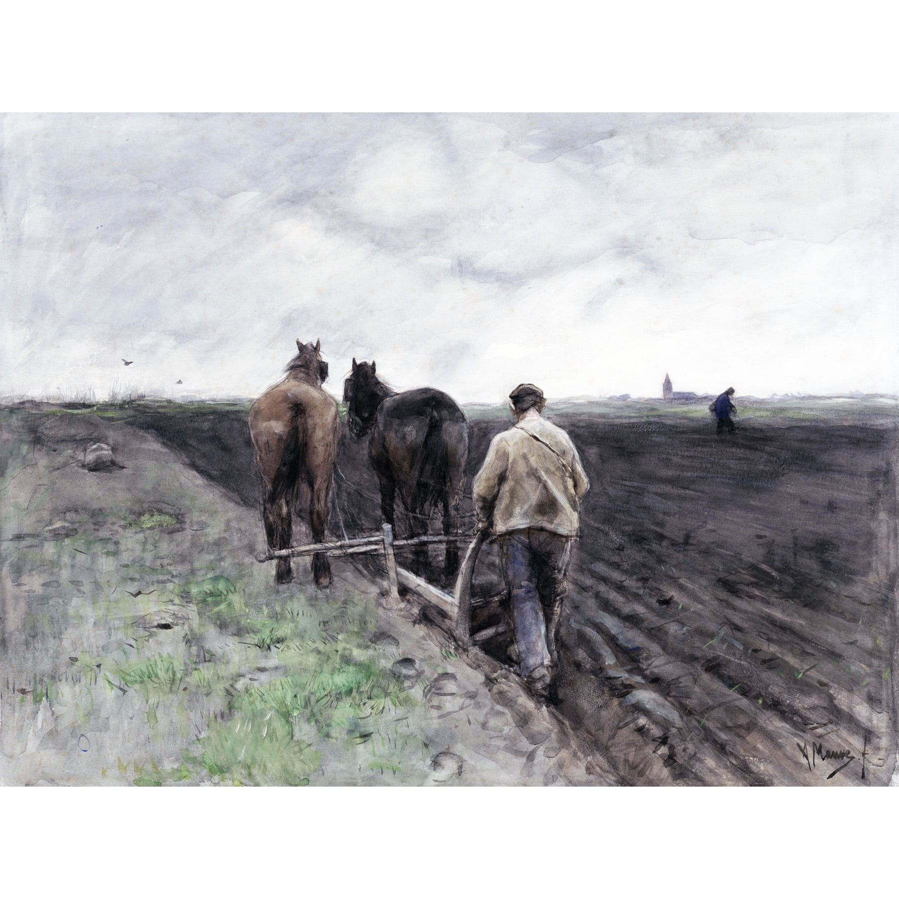 Anton Mauve Farmer Behind The Plough Painting Extra Large XL Wall Art ...