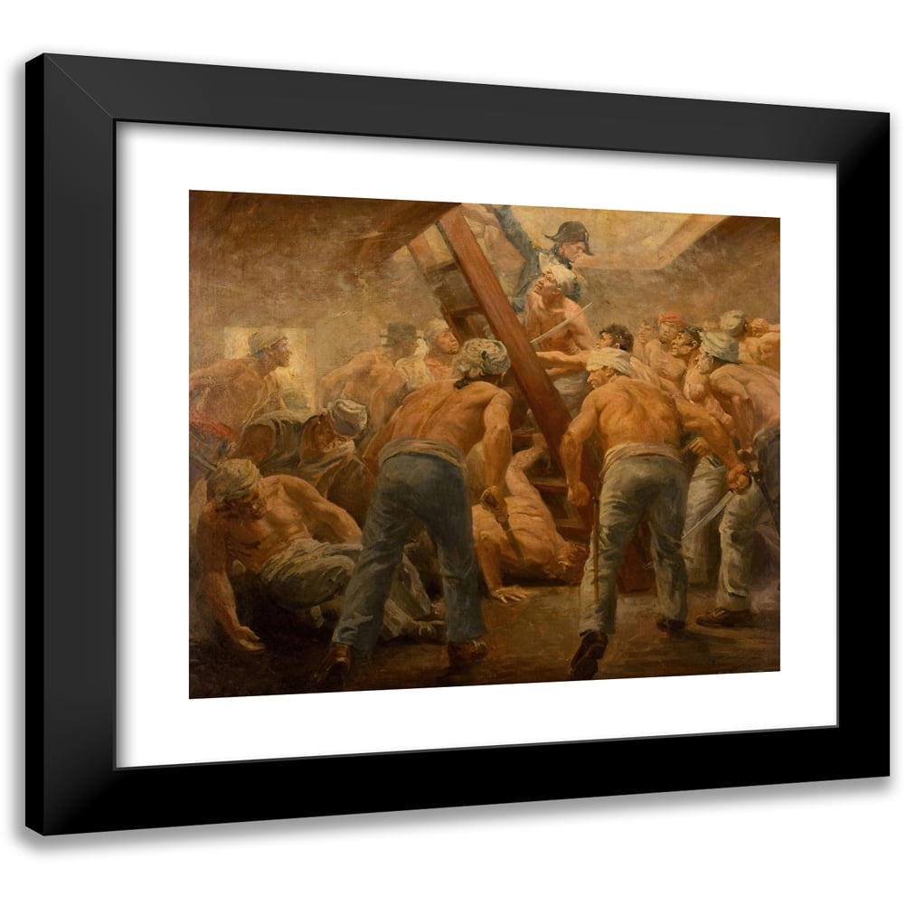 Anton Otto Fischer 14x12 Black Modern Framed Museum Art Print Titled - The Scuffle Below Deck ...