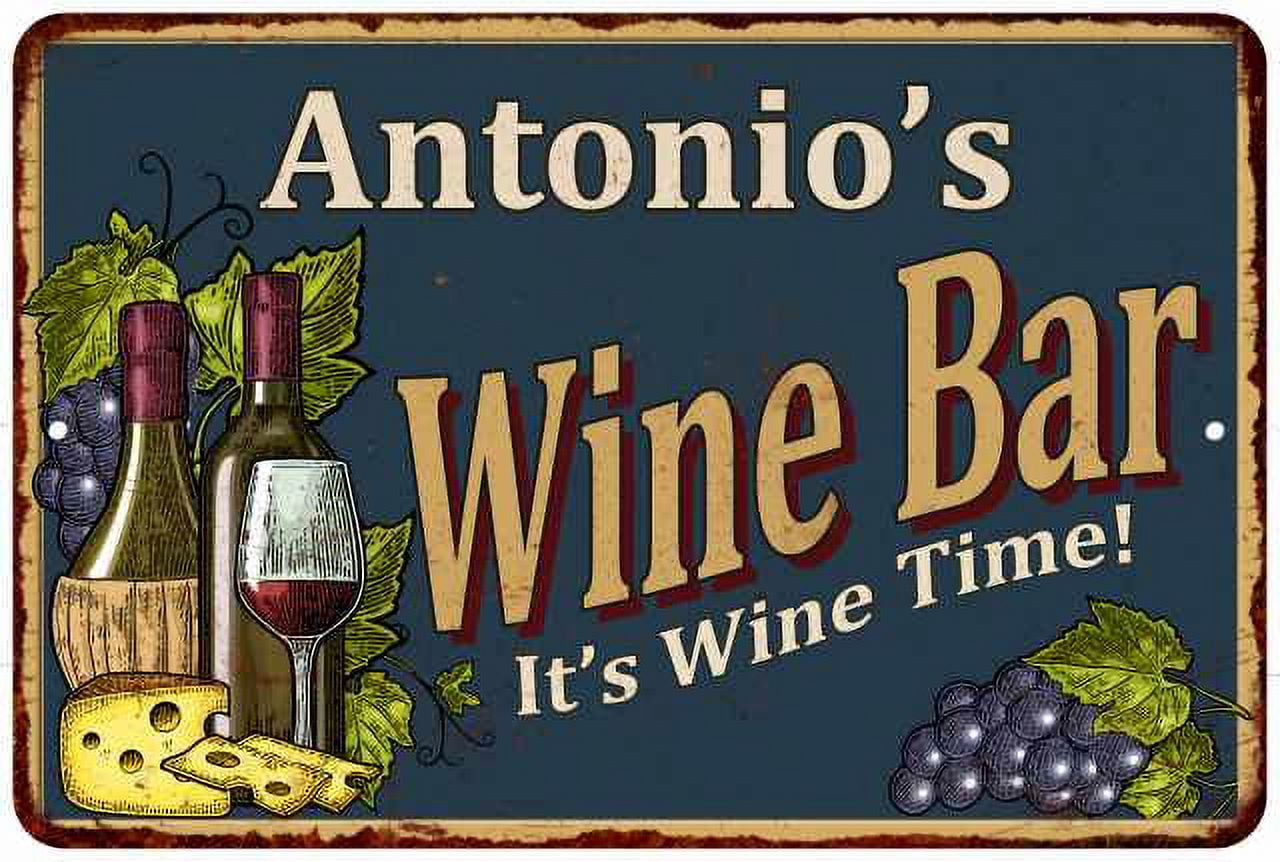 Antonio's Wine Bar Green Sign Rustic Decor 8 x 12 High Gloss Metal ...