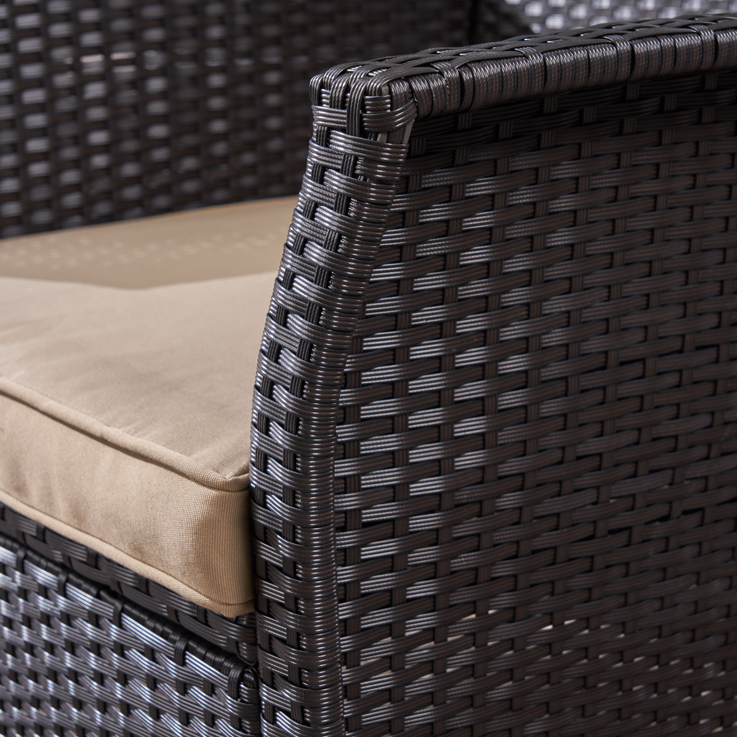 Antony Outdoor 5 Piece Wicker Chat Set with Cushions and Stone Finished ...