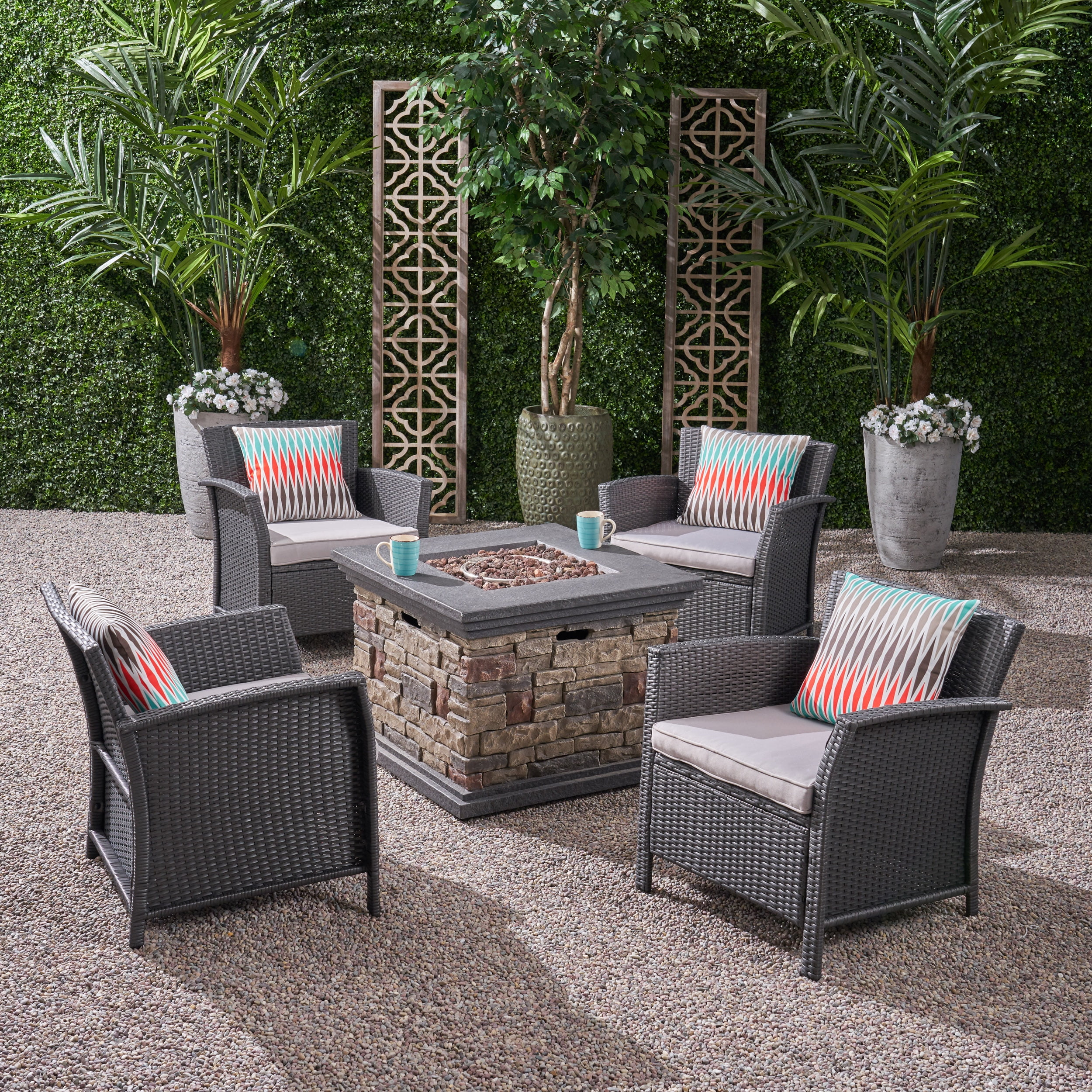 Office Patio Outdoor Chat Set with Fire Pit for Business - Walmart ...