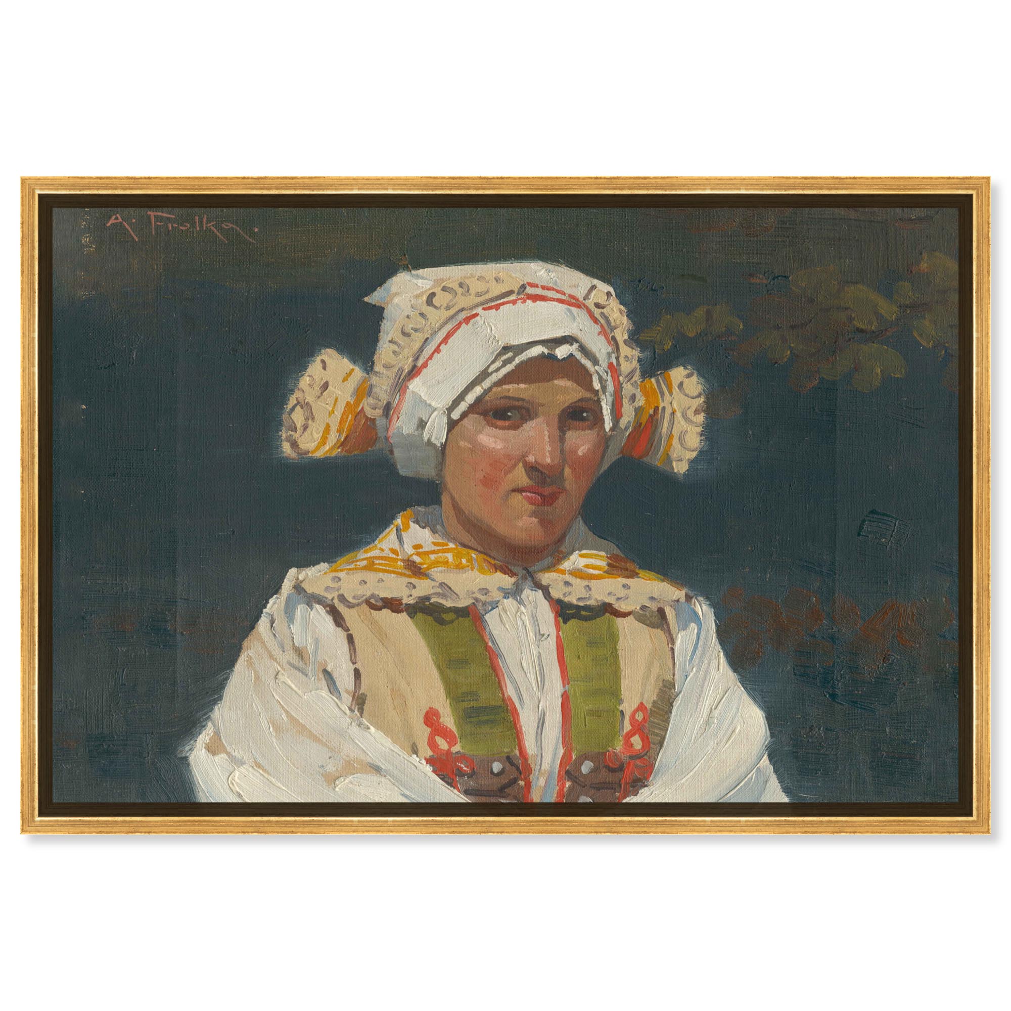 Antos Frolka - Girl in a folk costume Canvas Classic Female Portraits ...