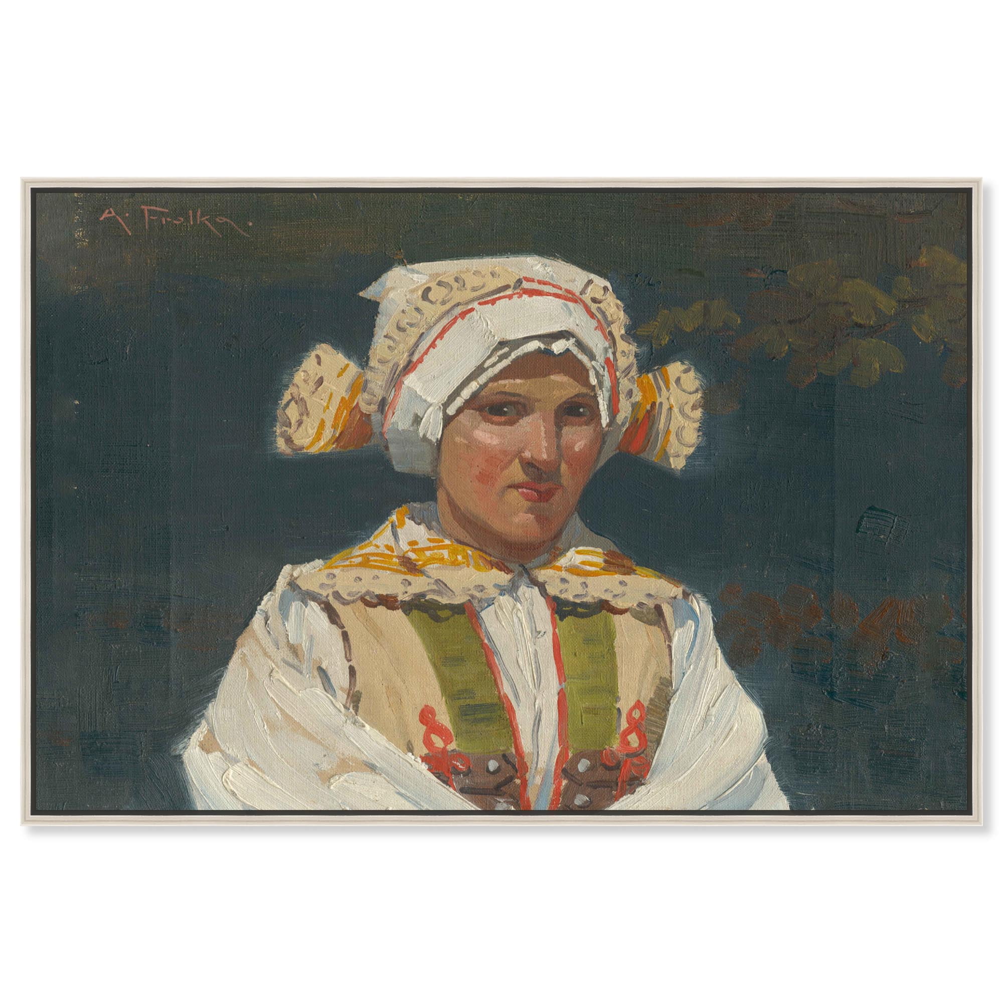 Antos Frolka - Girl in a folk costume Canvas Classic Female Portraits ...