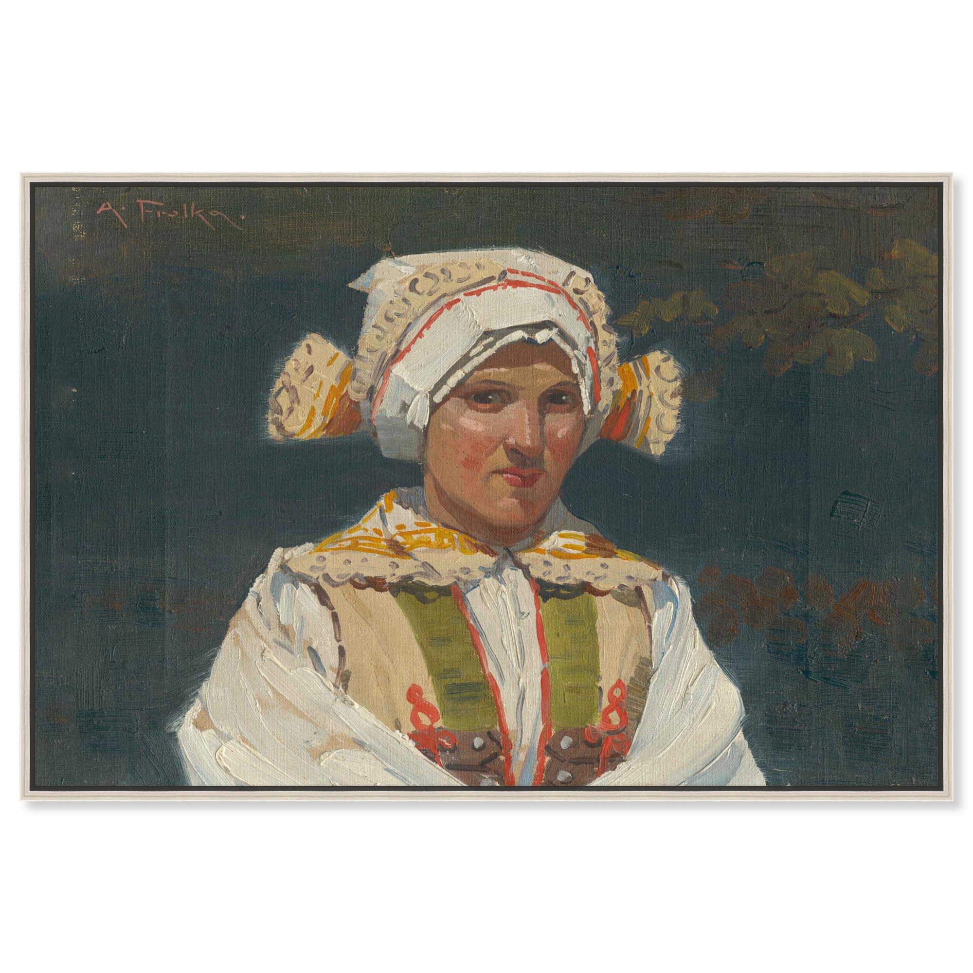 Antos Frolka - Girl in a folk costume Canvas Classic Female Portraits ...