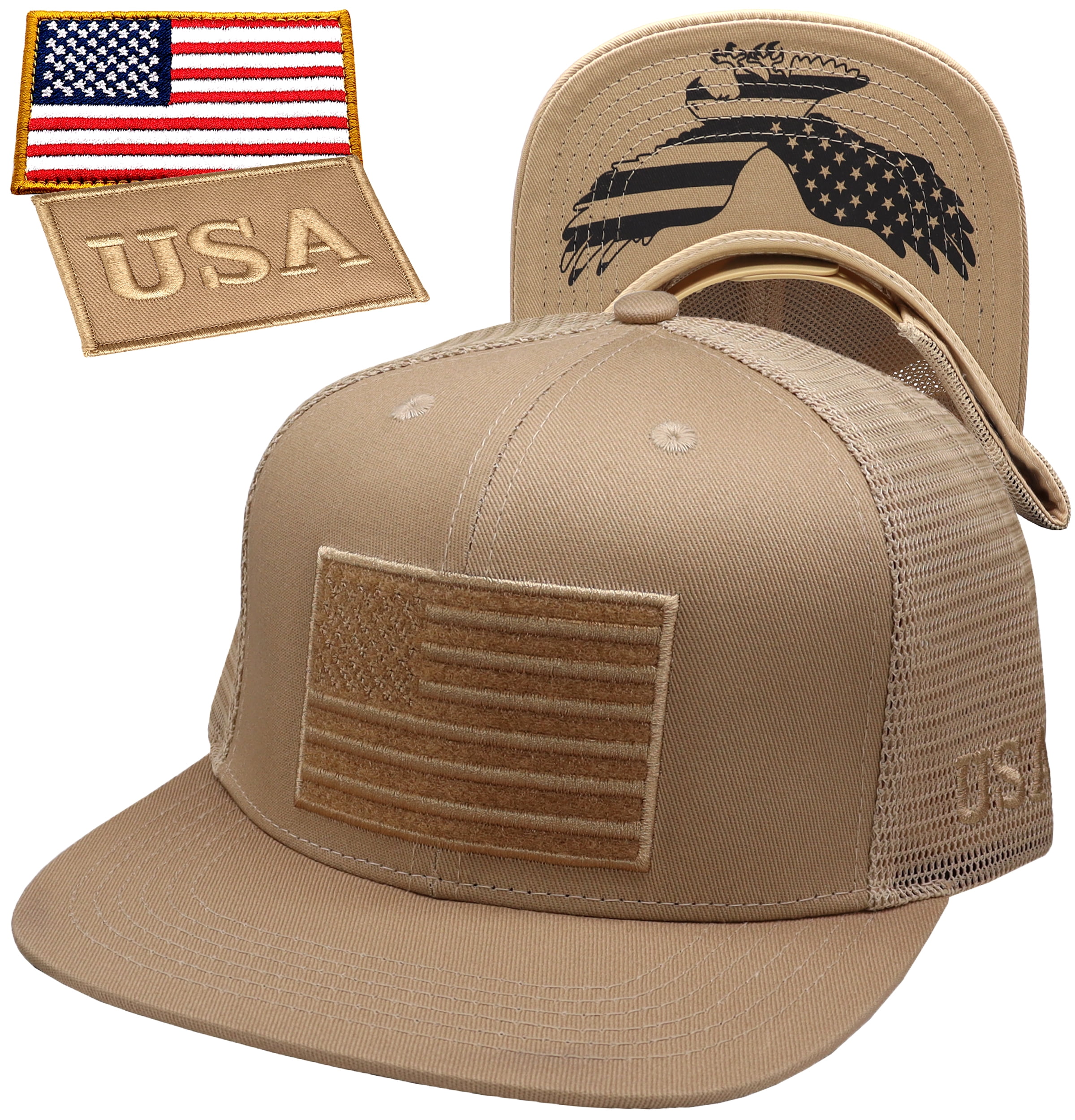 Antourage American Flag Flat Visor Constructed Mesh Snapback Hat + 2 ...
