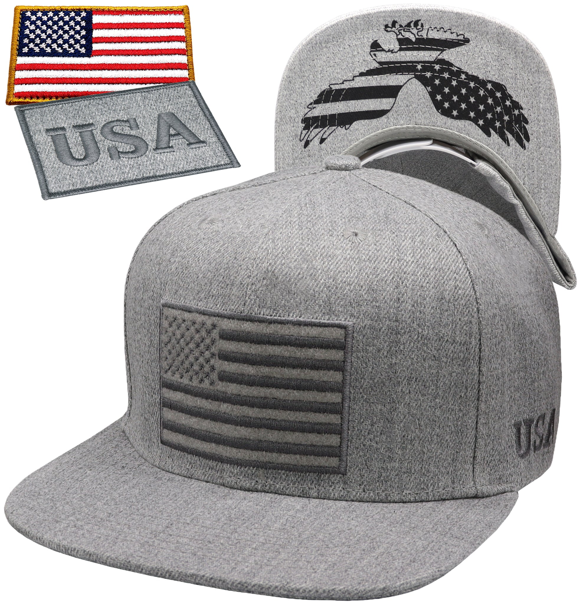 Antourage American Flag Flat Visor Constructed Snapback Hat + 2 ...